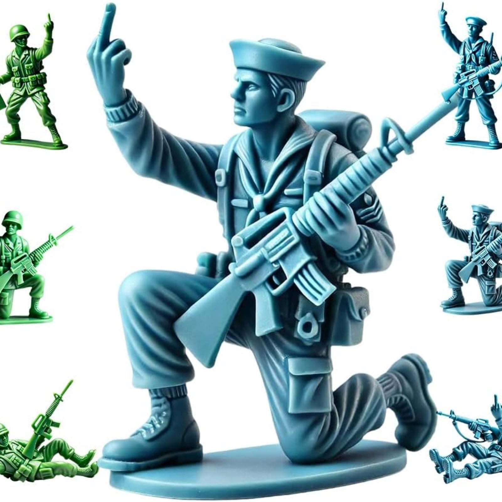 2025 New Funny Green Army Man Blue Navy Men Finger Figures Classic ...