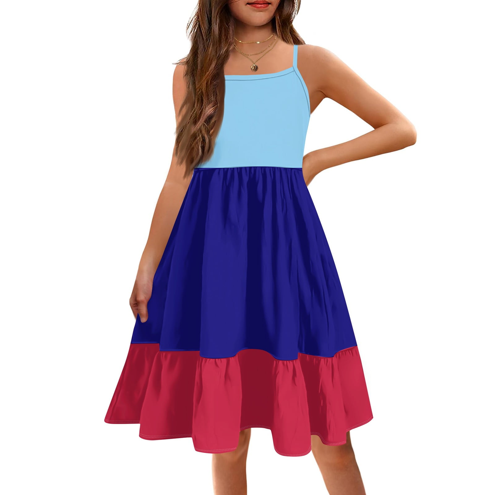 2025 New Girl's Short Sleeveless Dress, Summer Girls Basic A-Line Short ...