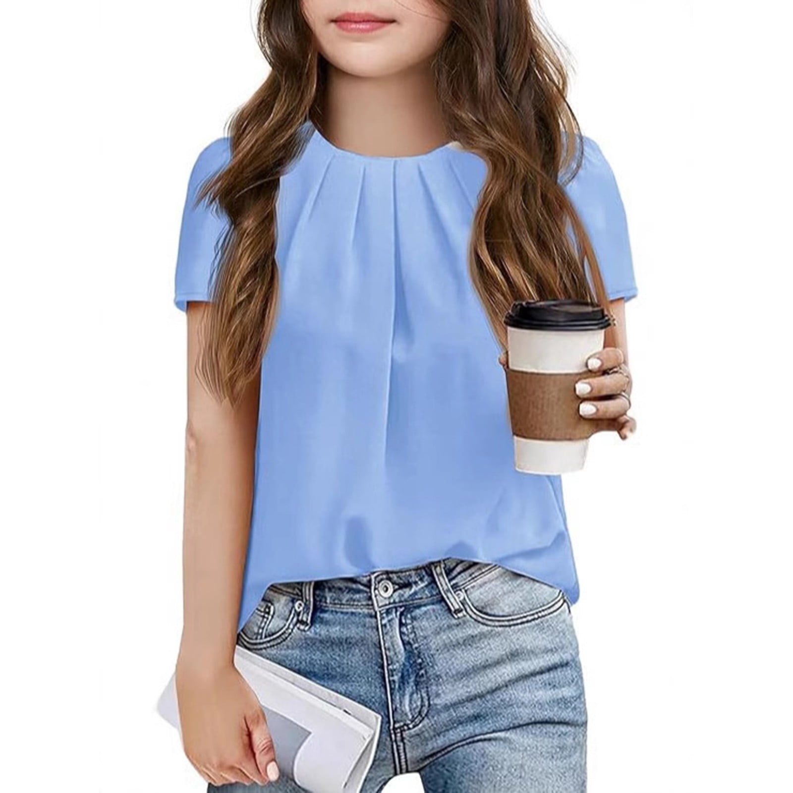 2025 New Girls Short Sleeve Shirts Girls Tops Children's Short-sleeved ...