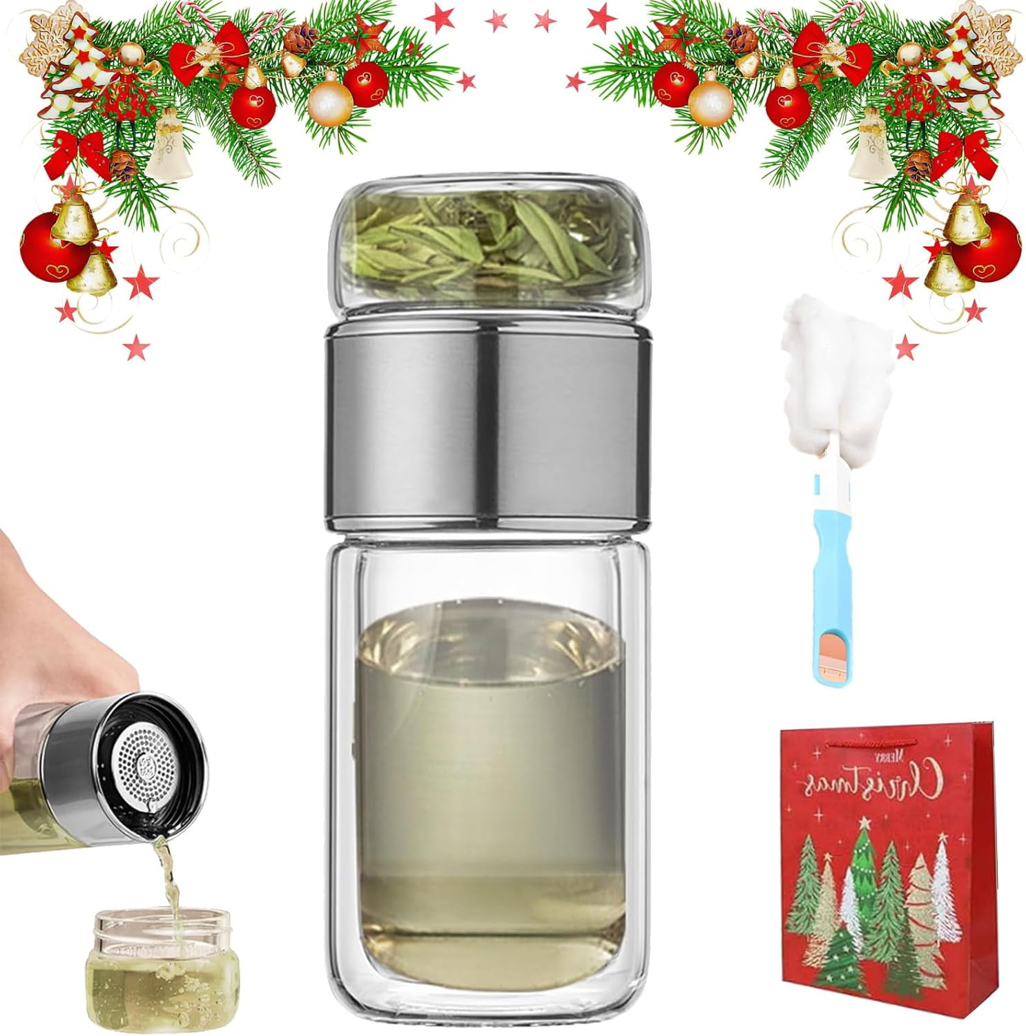 2025 New Glass Tea Infuser Bottle, 3 in 1 Smart Tea Maker for Loose ...