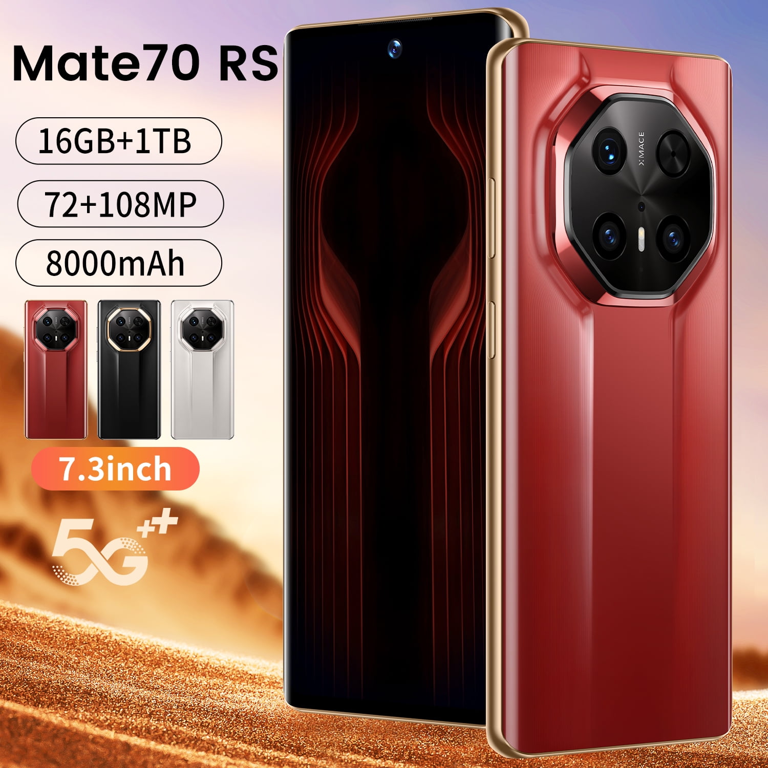 2025 New Global version Mate70 Pro Smartphone 16G+1T 7.3inch HD+ Android14 4G/5G Snapdragon 8 ...