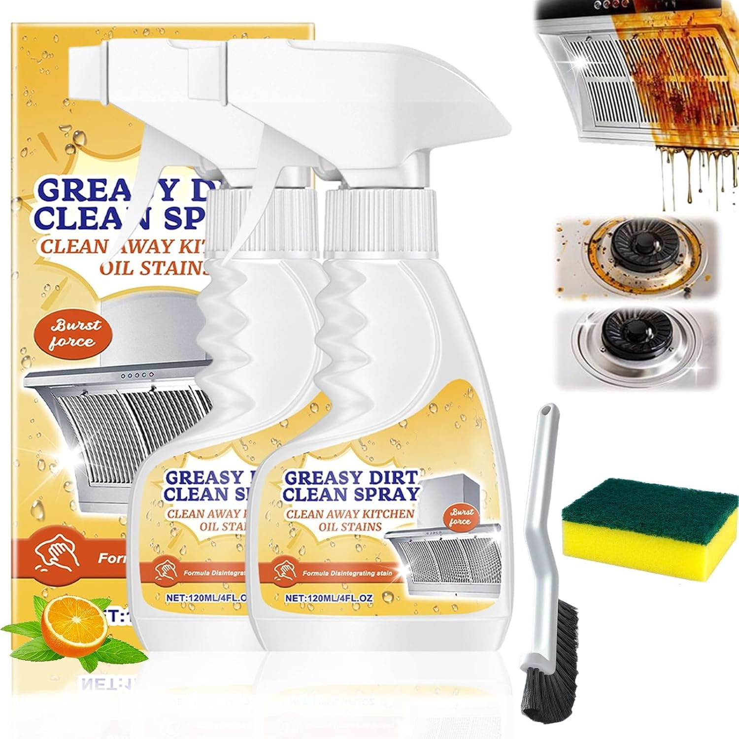 2025 New Greasy Dirt Clean Spray, 120ML/4FL.OZ Multifunctional Powerful ...