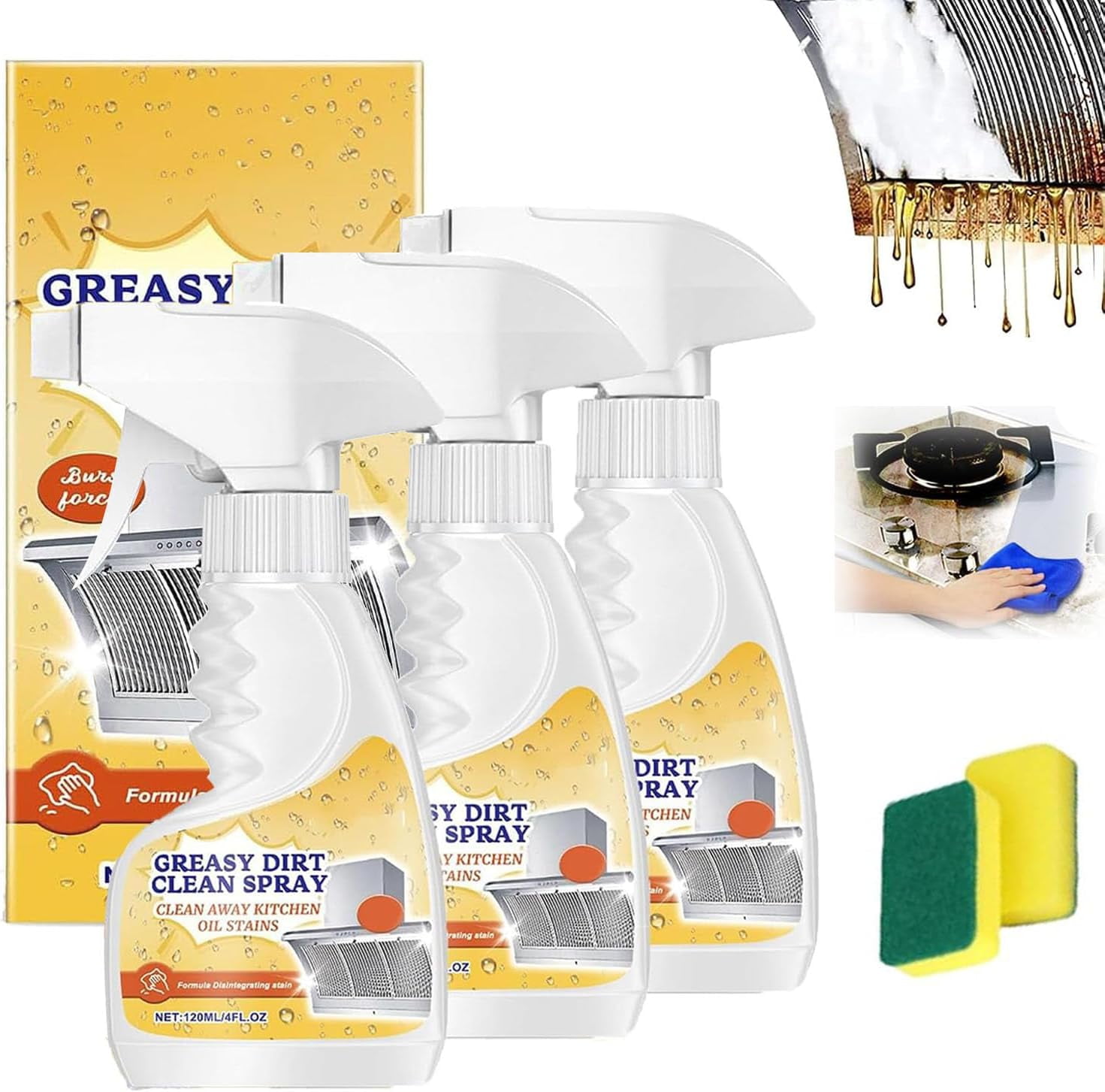 2025 New Greasy Dirt Clean Spray, Multifunctional Powerful Kitchen Foam ...