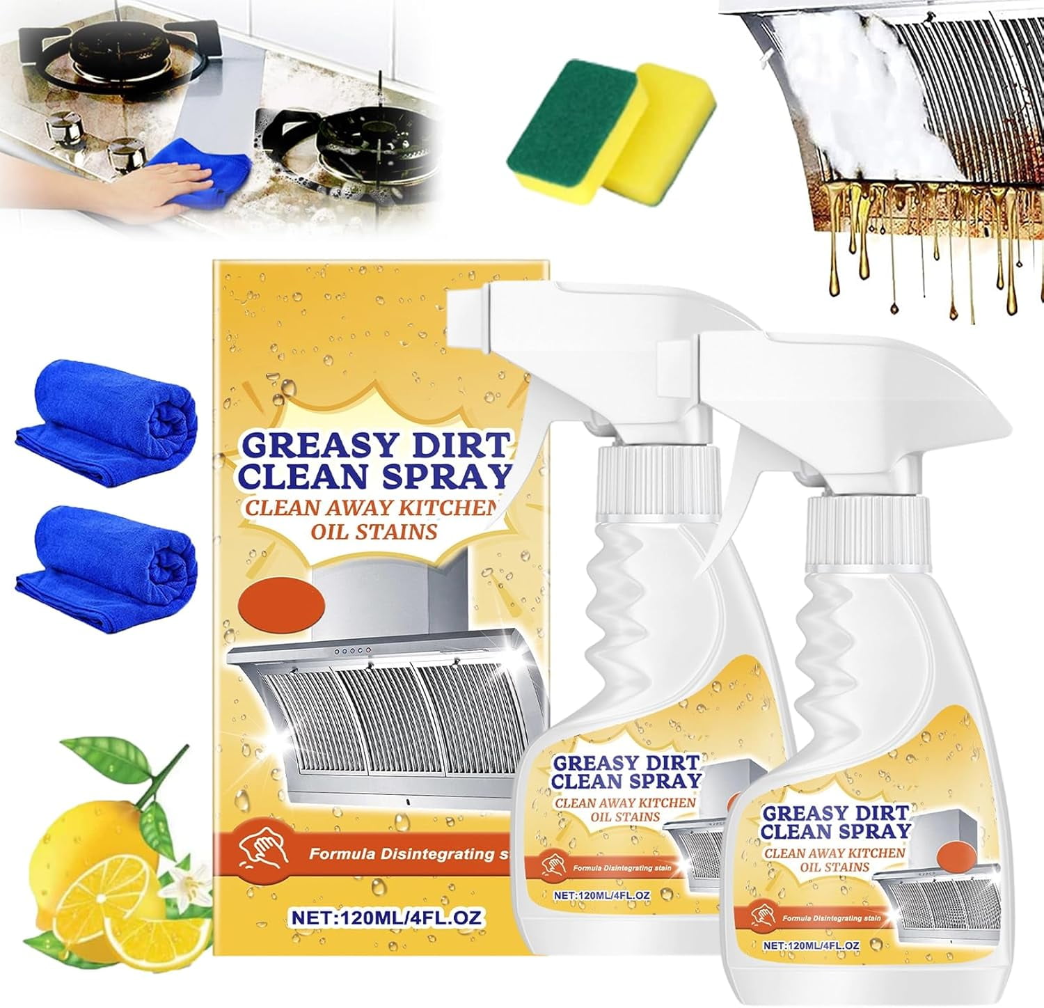 2025 New Greasy Dirt Clean Spray, Multifunctional Powerful Kitchen Foam Cleaner, Fast Foaming ...