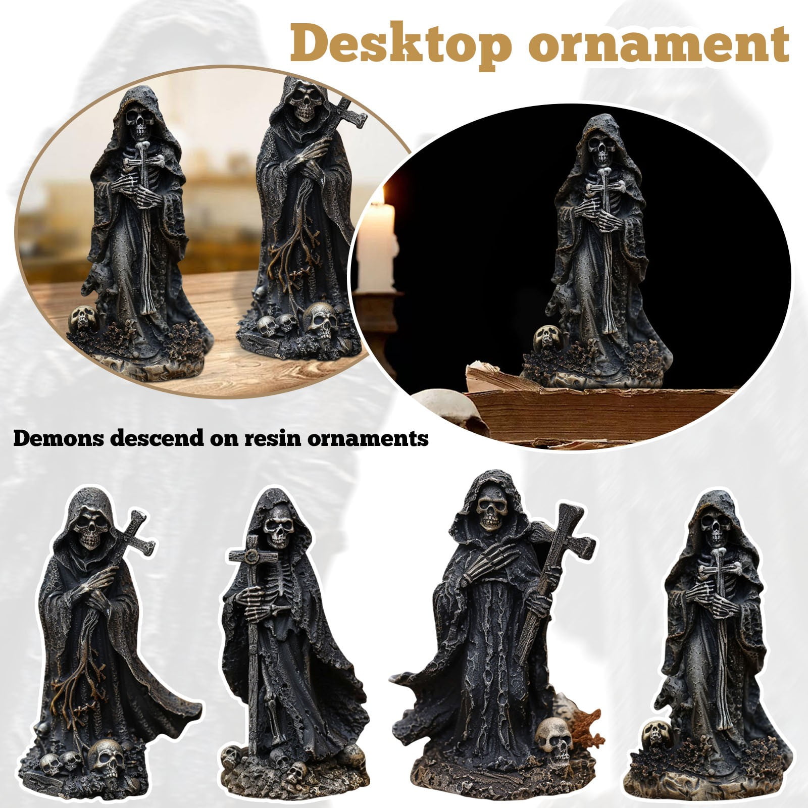 2025 New Grim Reaper Statue, 5.9" Holy Death Santa Muerte Holding Cross ...
