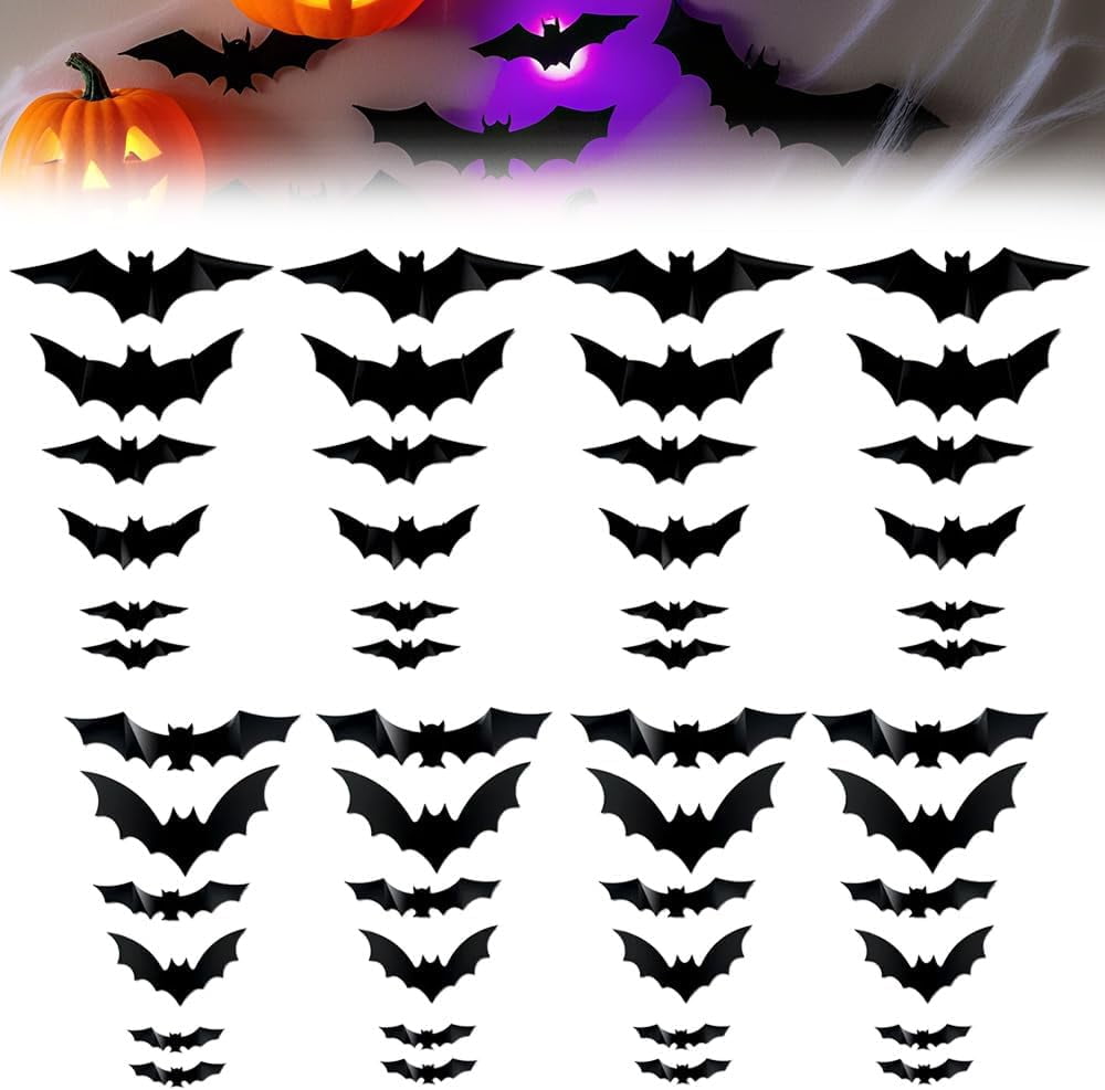 2025 New Halloween 3D Lighted Bats, LED Purple Lighted 3D Bats ...