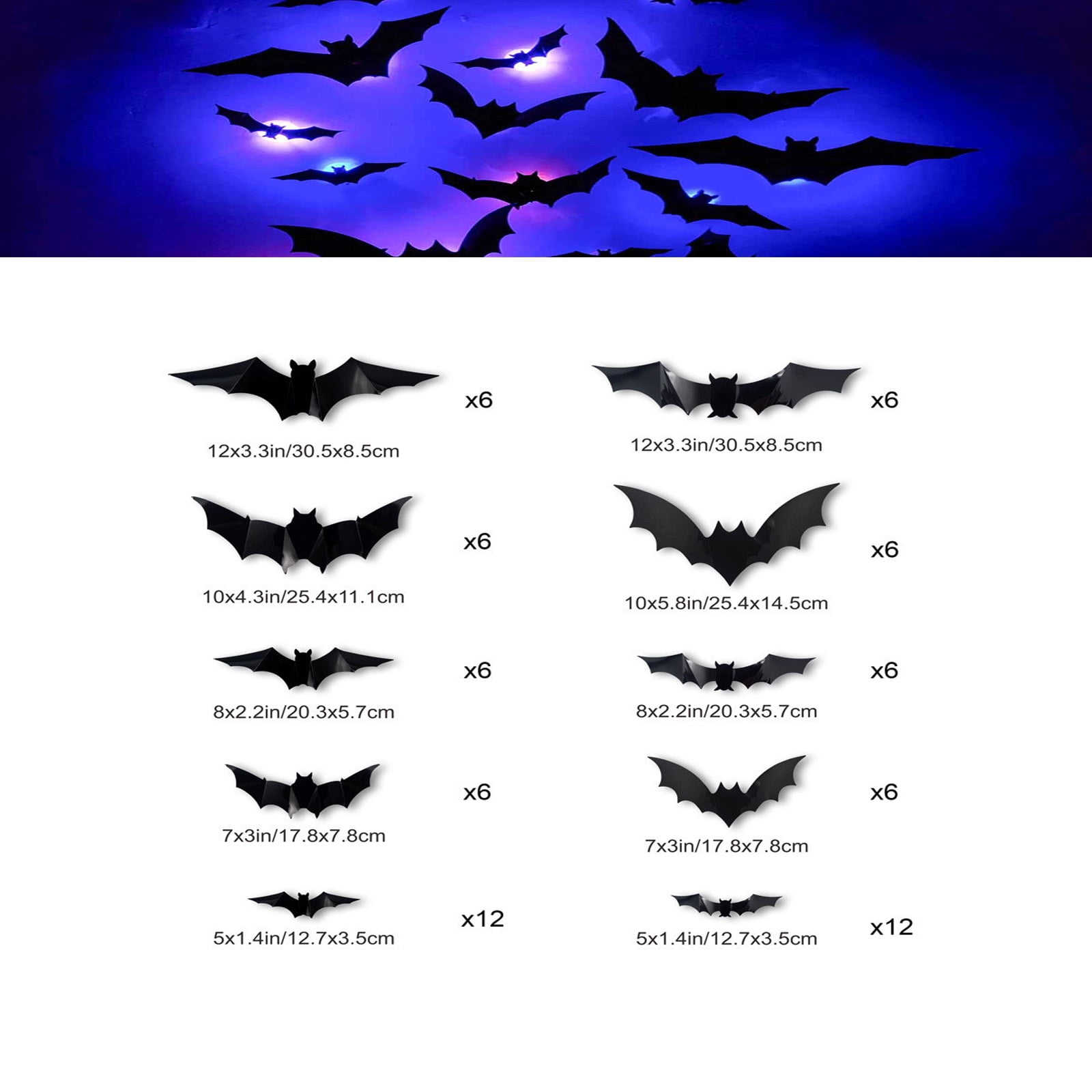 2025 New Halloween 3D Lighted Bats, LED Purple Lighted 3D Bats ...