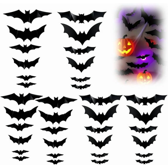 2025 New Halloween 3D Lighted Bats, LED Purple Lighted 3D Bats ...