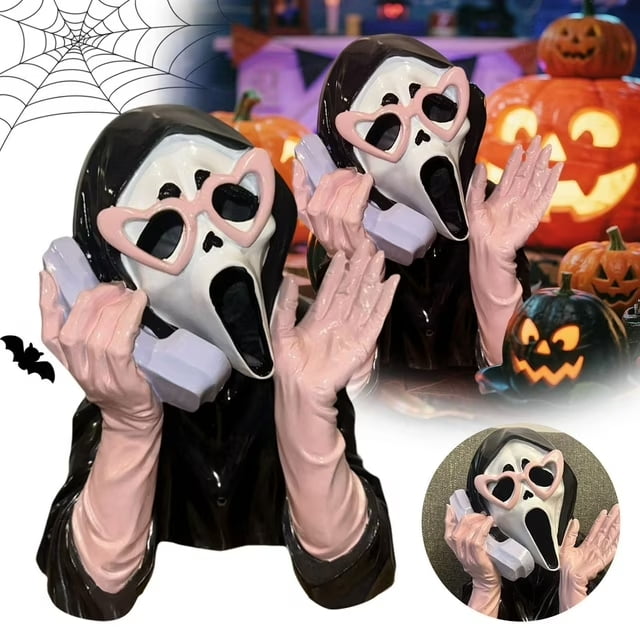 2025 New Halloween Ghoulish Girl Scream Ghost on Phone Pink/Black Laugh ...