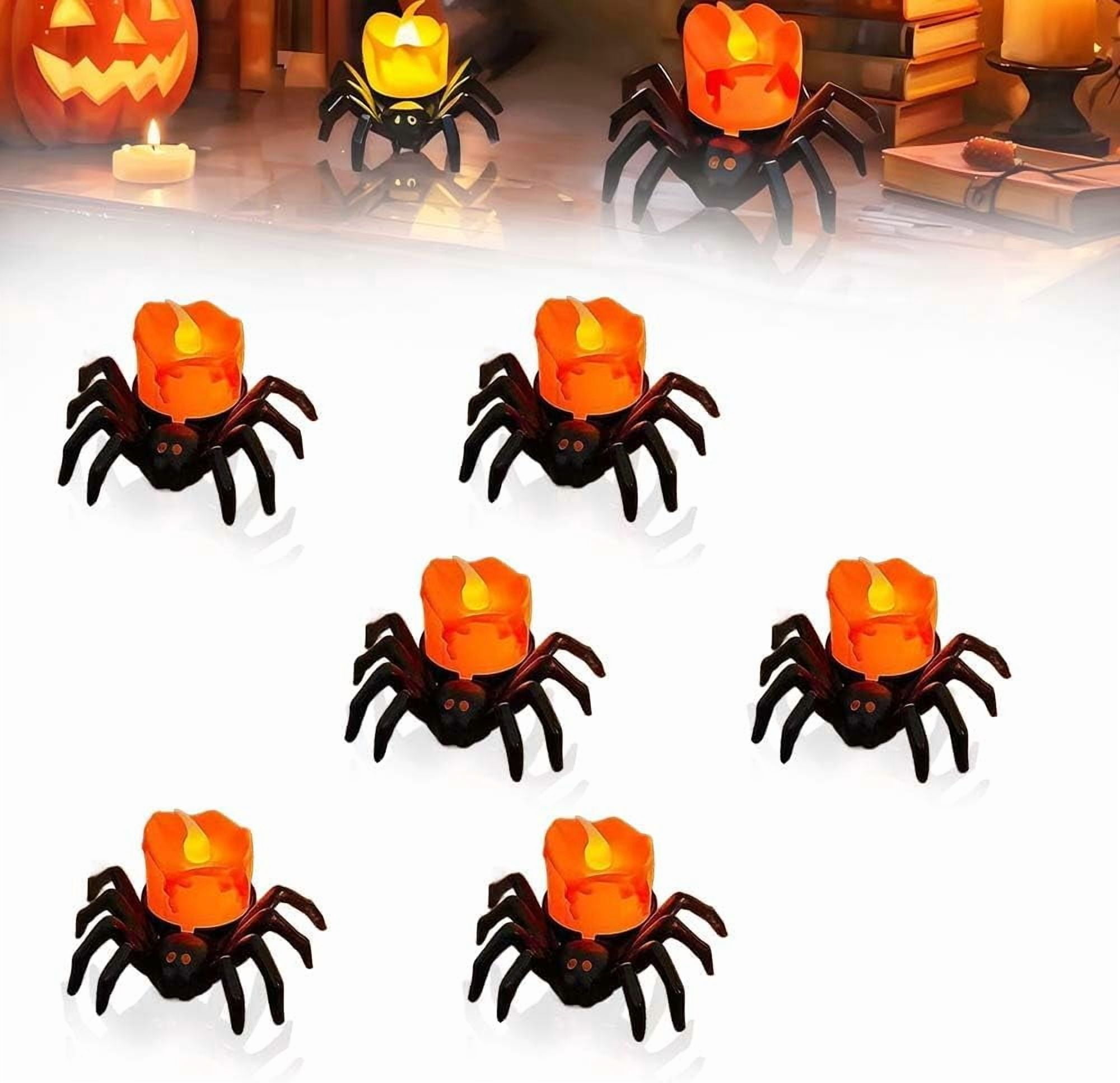 2025 New Halloween LED Pumpkin Lamp with Creepy Spider, Flameless Flickering Candle Light for ...