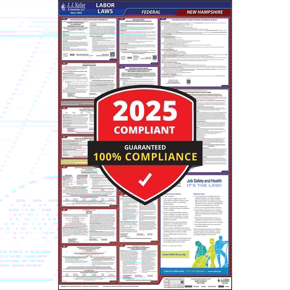 2025 New Hampshire Labor Law Poster, All-in-One Compliant NH State ...