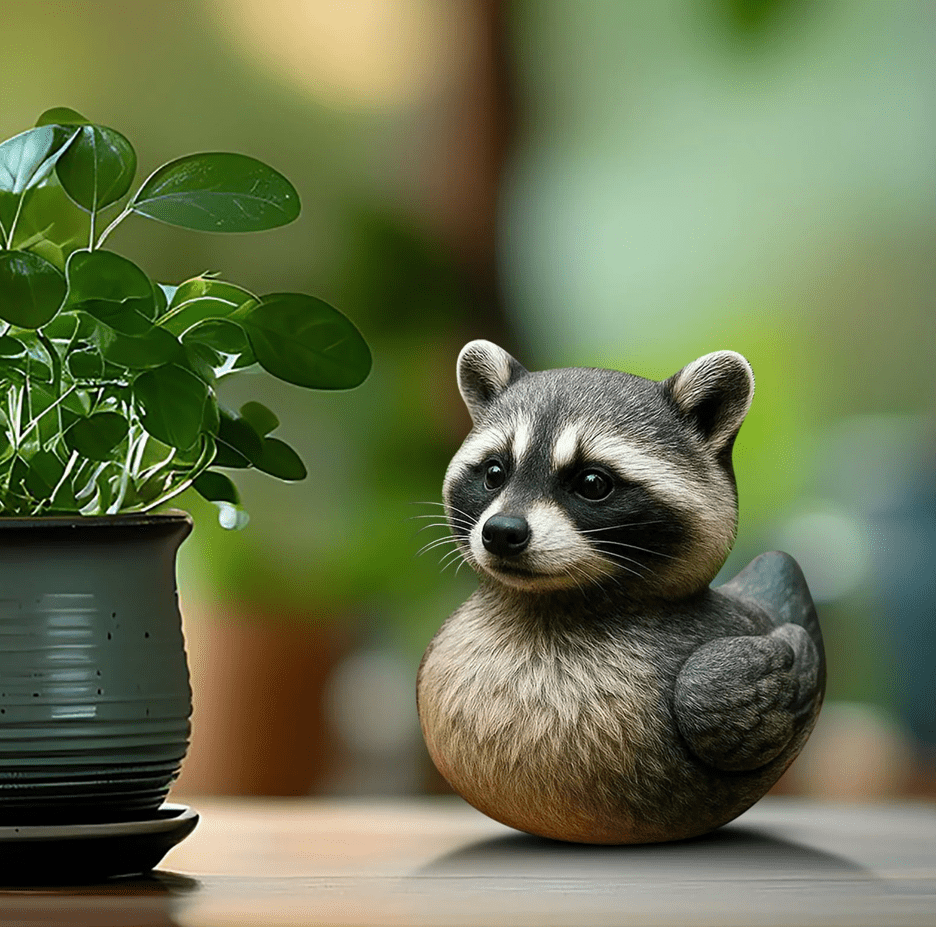 2025 New! Hand-Painted Wildlife Animal Resin Raccoon Duck Set, Limited ...