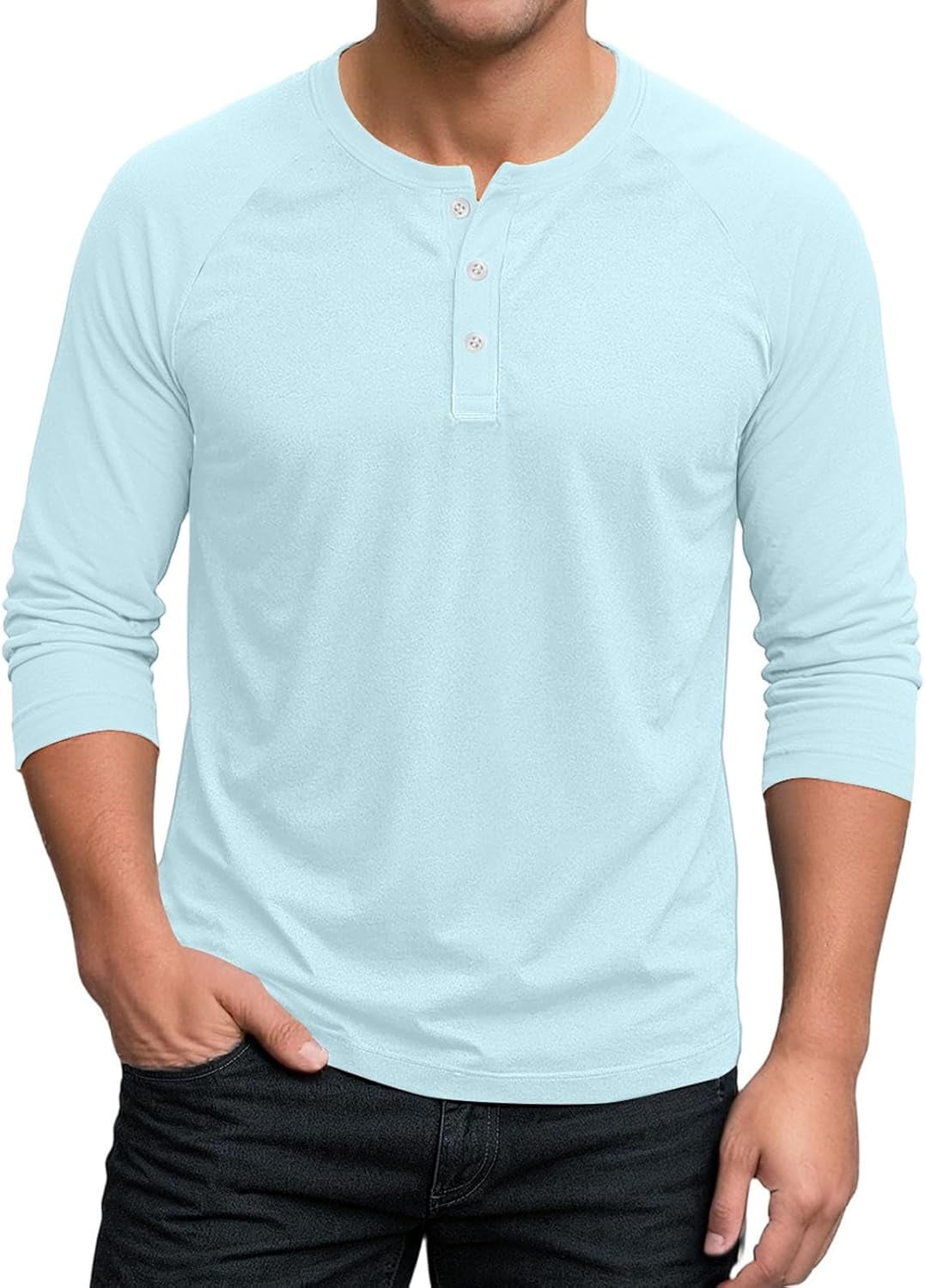 2025 New Henley Shirts for Men 3/4 Sleeve Raglan Stretch Casual 3 ...