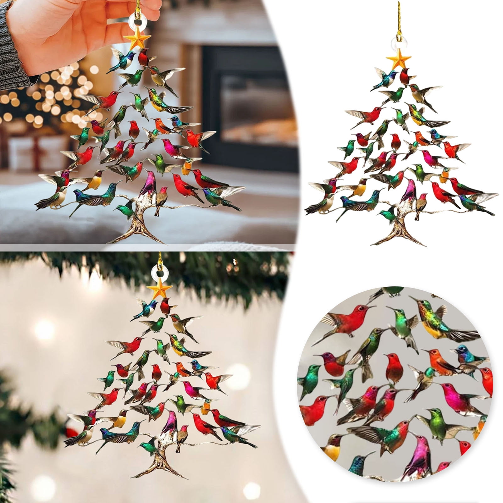 2025 New Hummingbird Christmas Ornament, Colorful Hummingbirds Tree ...