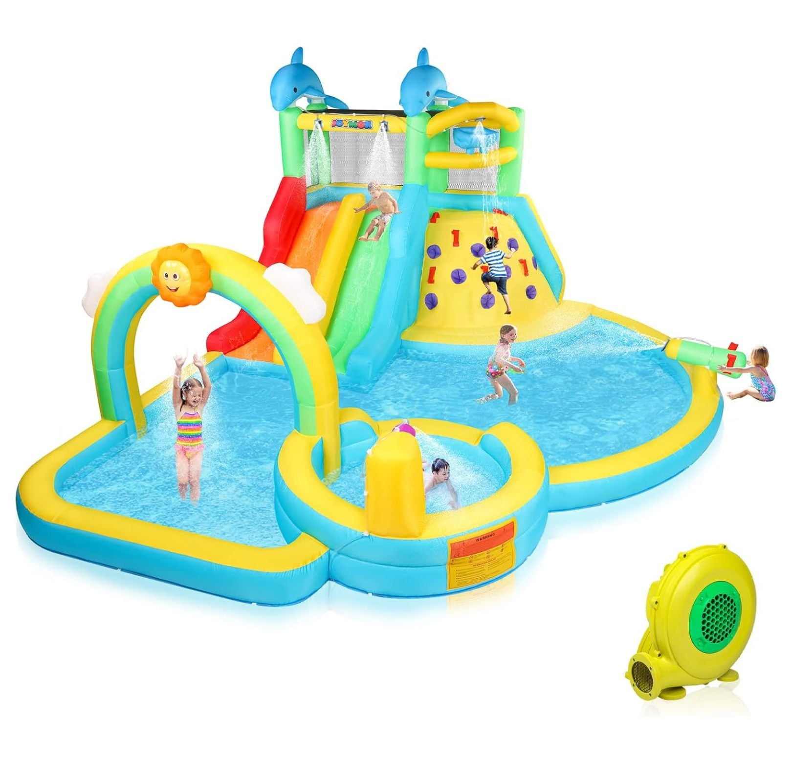 (2025 New) Inflatable Water Slide House w/Water Bucket, Climbing Wall ...