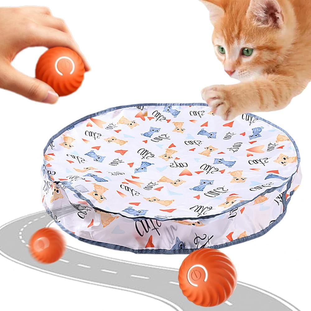 2025 New Interactive Cat Toys Ball Fast Rolling in Pouch, Hide and Seek ...