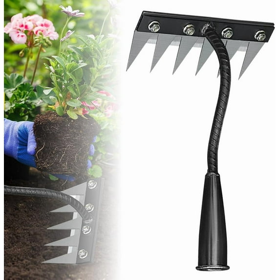 2025 New Iron Weeding Rake 2.0, 5/6/7/8 Teeth Carbon Steel Garden ...