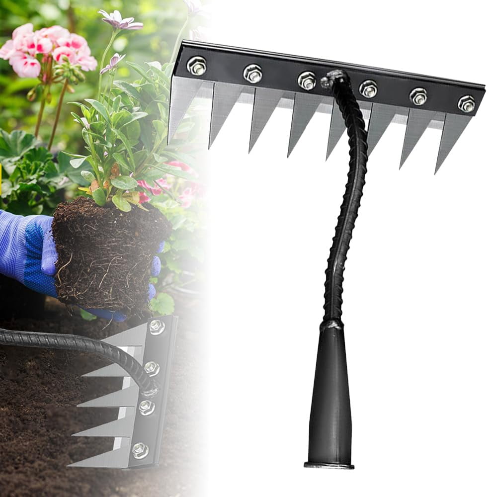 2025 New Iron Weeding Rake 2.0, 5/6/7/8 Teeth Carbon Steel Garden ...