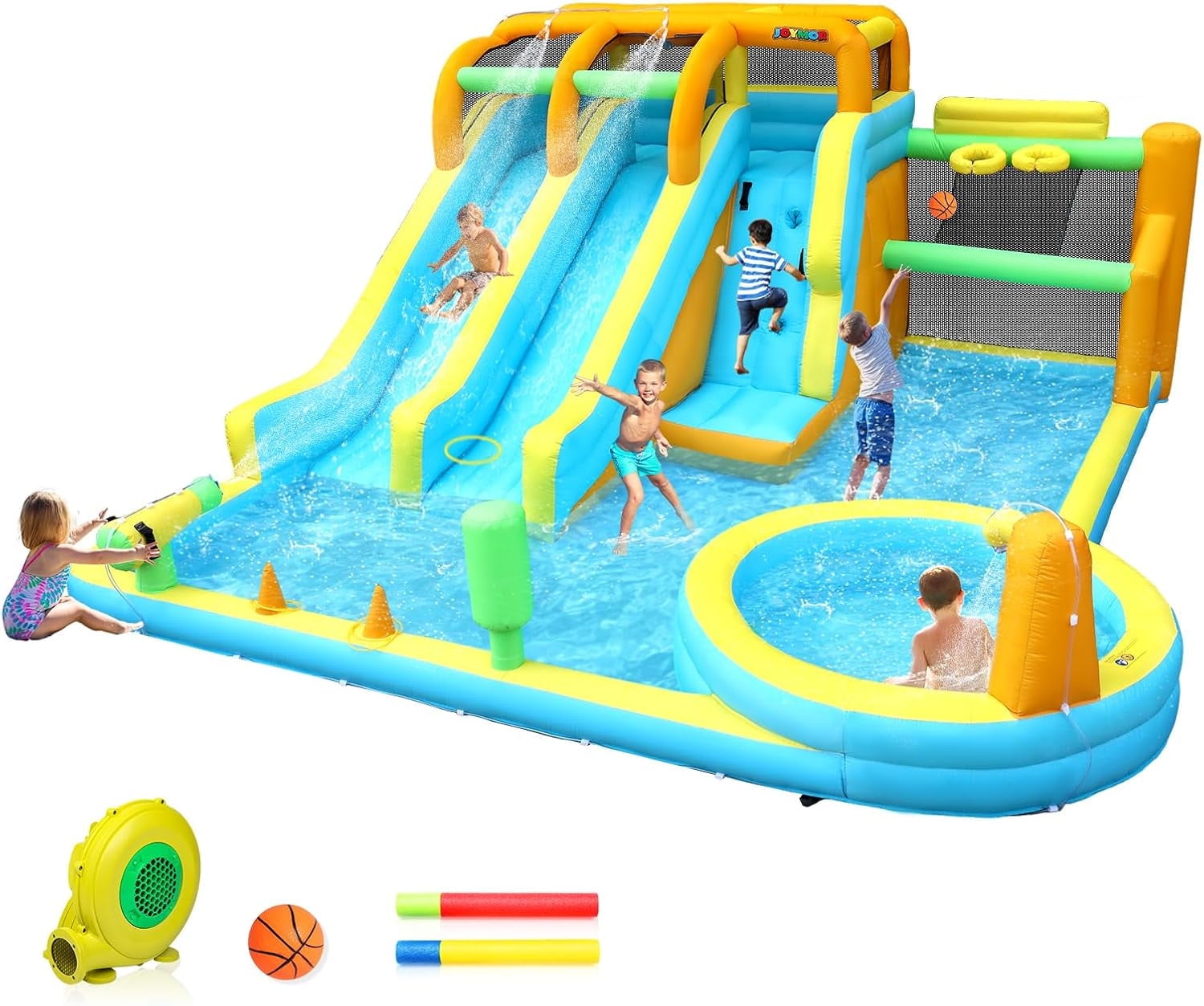 (2025 New) JOYMOR 11-in-1 Inflatable Water Slide Bounce House w/ 2 ...