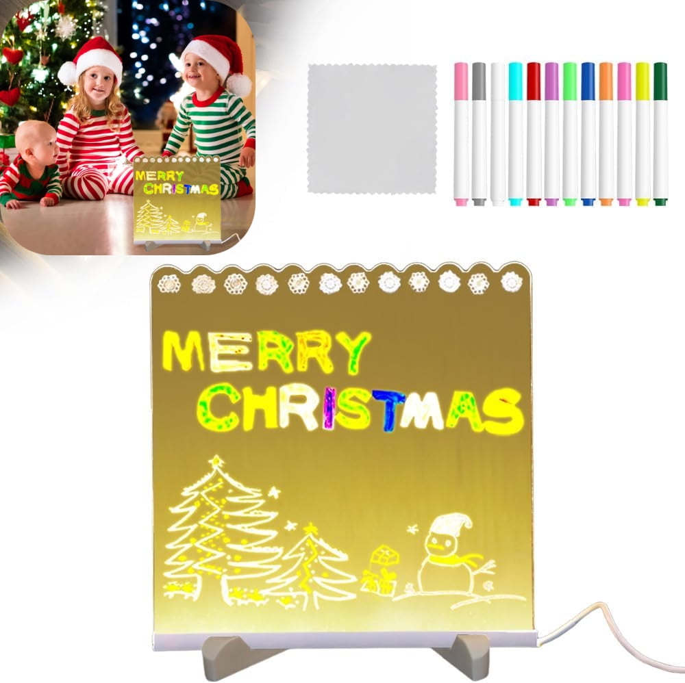 2025 New LED Note Board with Colors, Light Up Acrylic Message Board Light Up Dry Erase Board ...