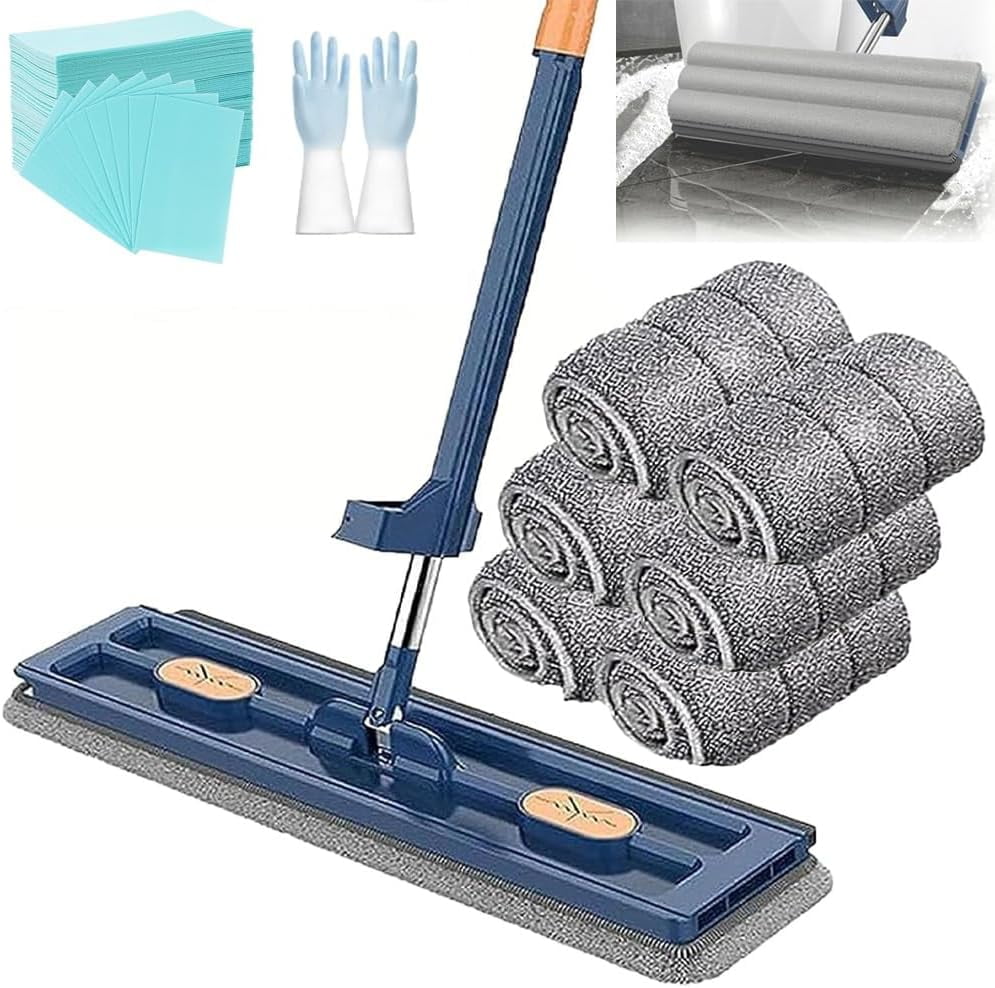 2025 New Large Flat Mop, 50'' Large Flat Mop System, 360 Rotating Dust Mops, Self Wringing Flats ...