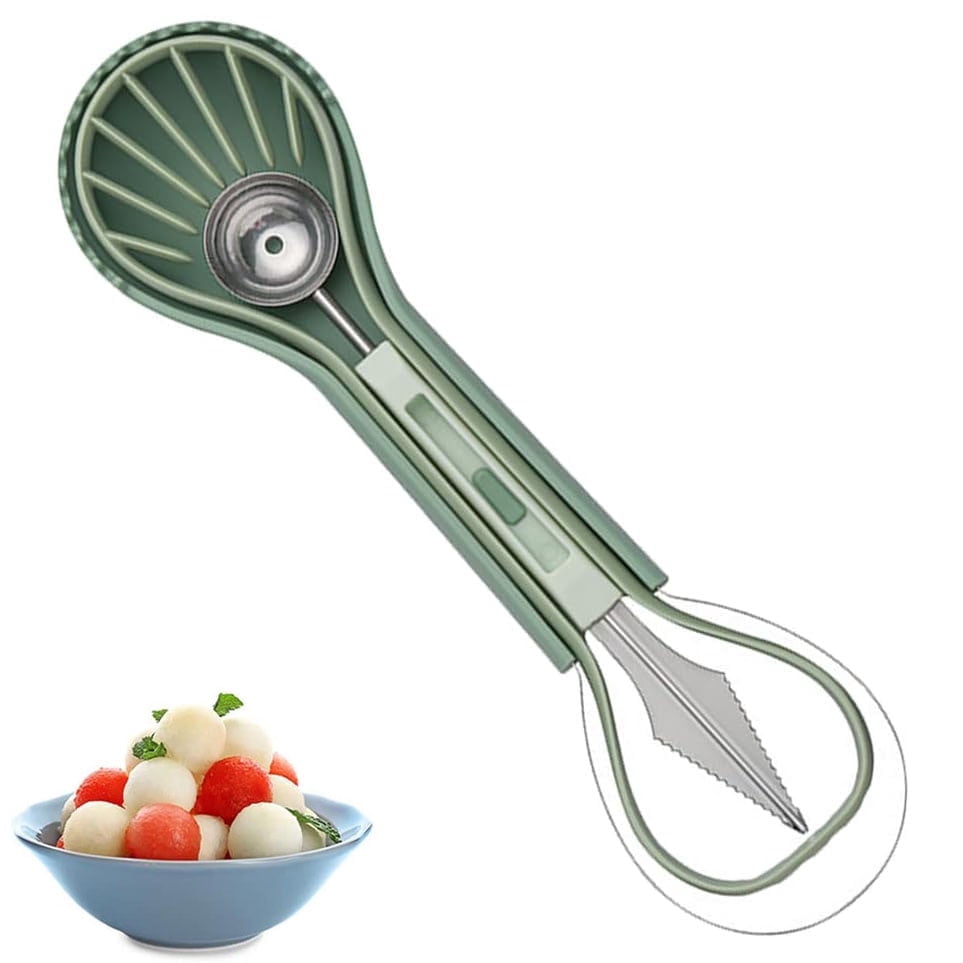 2025 New Melon Baller Scoop Set, 3 in 1 Fruit Tool Knife Watermelon ...