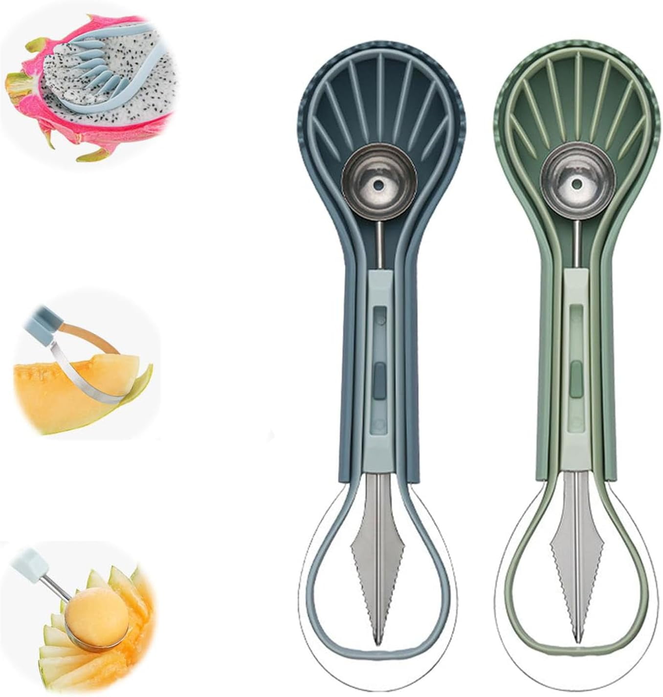 2025 New Melon Baller Scoop Set, Watermelon Scooper Tool, 3 in 1 Fruit ...