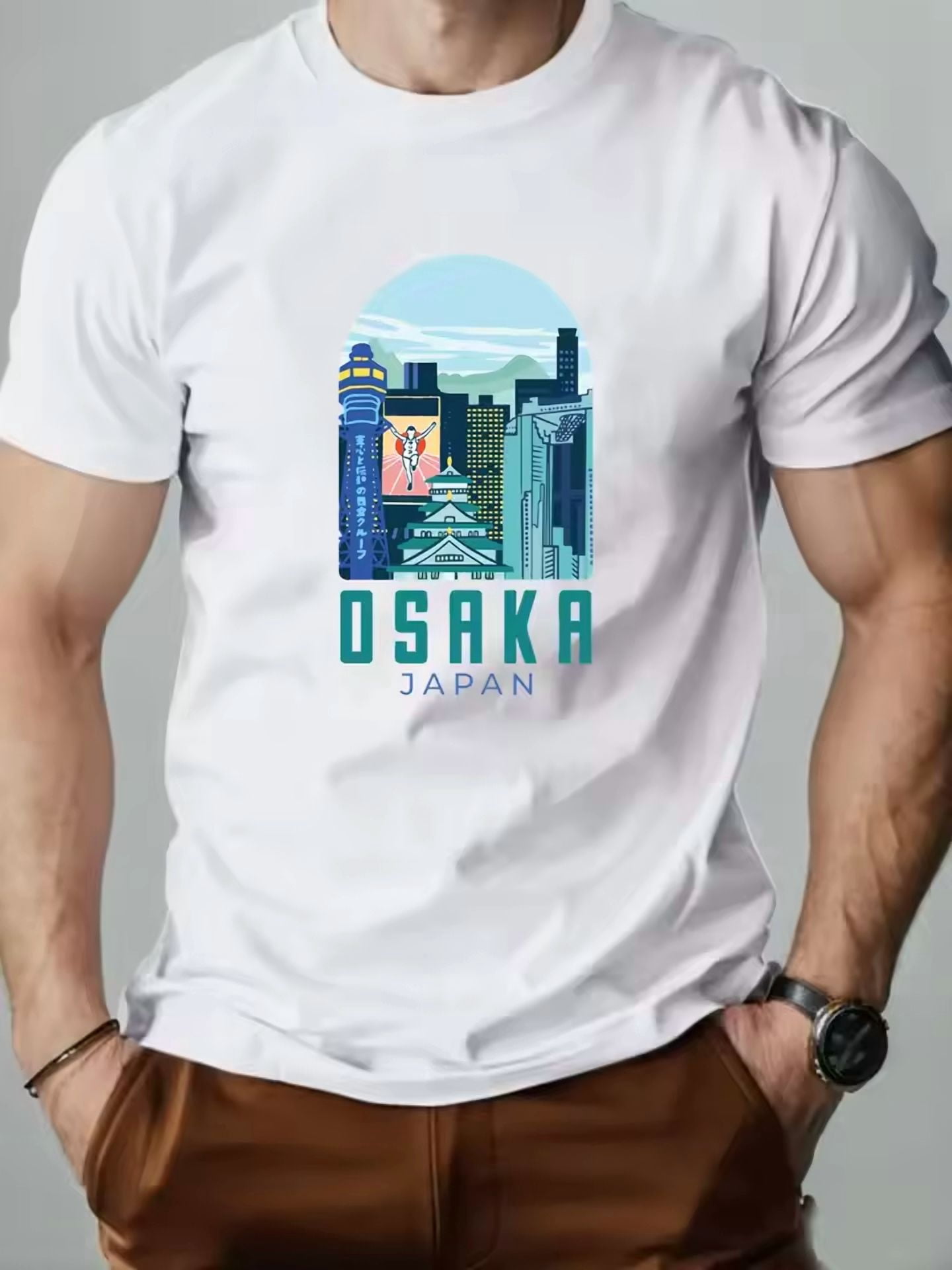 2025 New Men T-Shirt 100% Cotton OSAKA JAPAN Pattern Print Streetwear ...