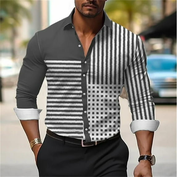 2025 New Men's Line Pattern Printed Fashion Vaion Party Street Men's ...