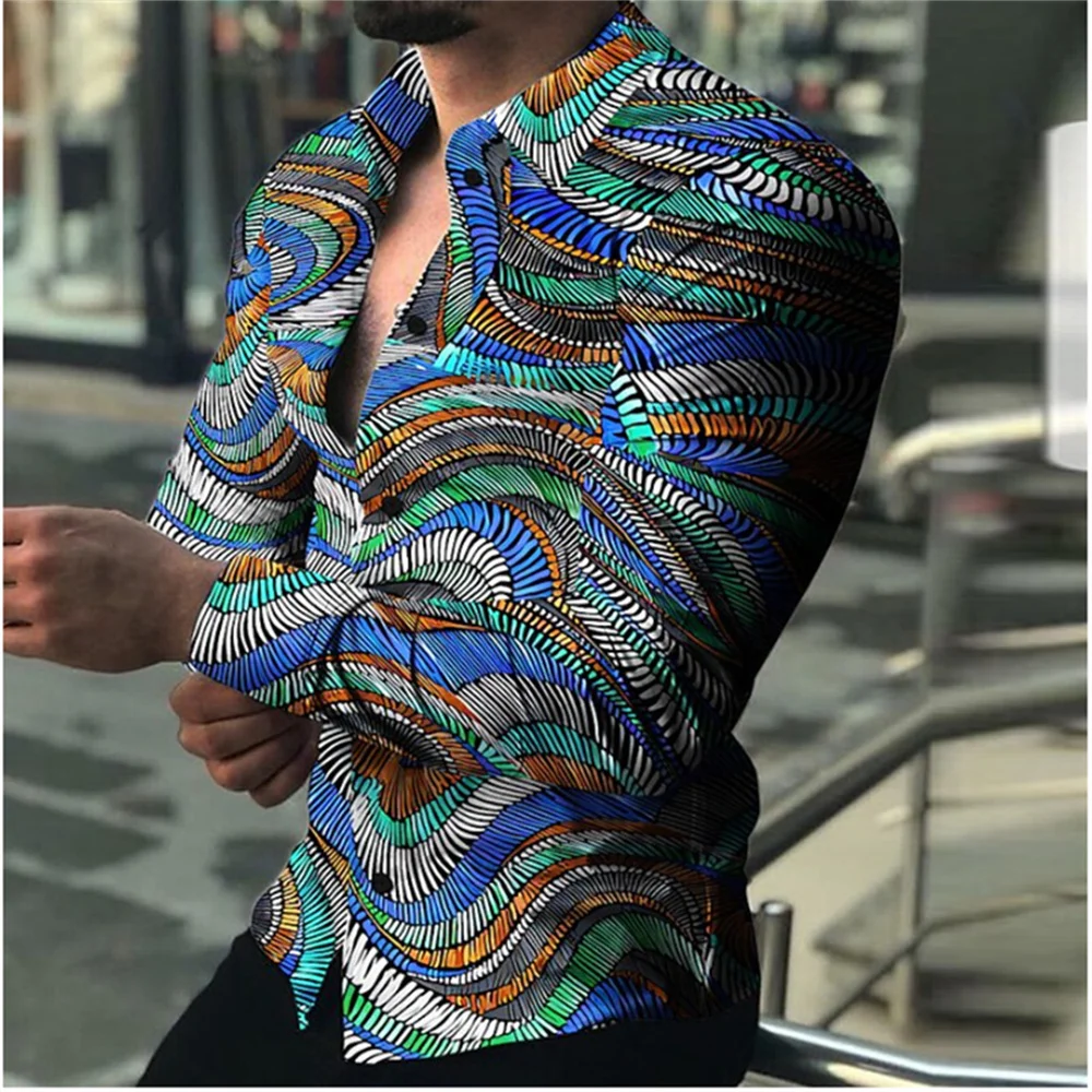 2025 New Men's Vintage Shirt Printing Outdoor Street Long Sleeve ...