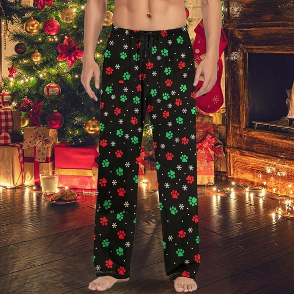 2025 New Mens Christmas Casual Pants Pajamas with Drawstring Pockets ...
