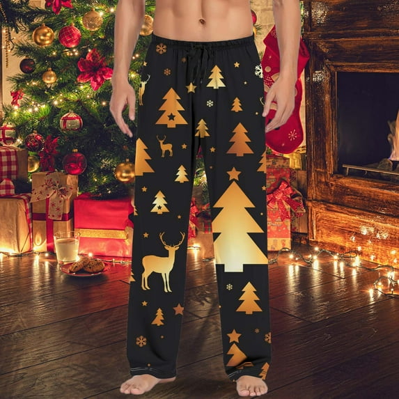 2025 New Mens Christmas Casual Pants Pajamas with Drawstring Pockets ...