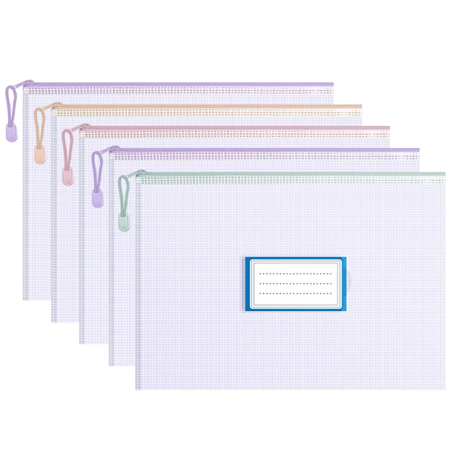 2025 New! Mesh Zipper Pouch A4 5Pack Zipper Pouch with Label Pocket ...
