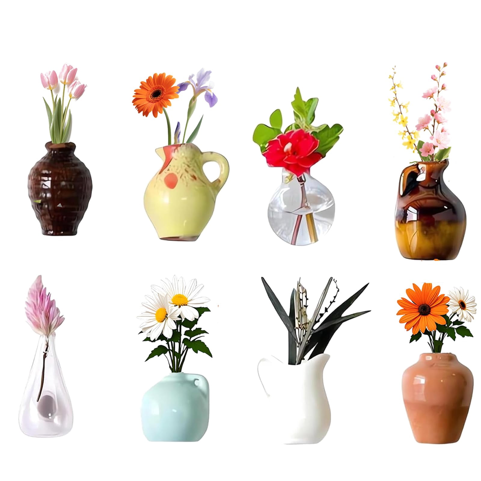 2025 New Mini Ceramic Vase Magnets for Fridge,Cute Magnetic Tiny Flower ...