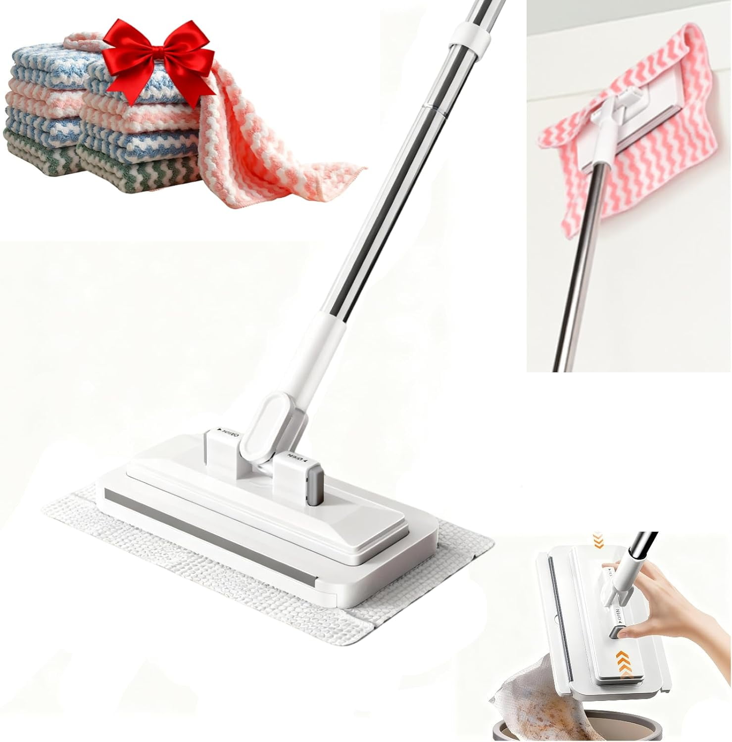 2025 New Mini Disposable Dust Mop with 10 Reusable Cloths No-Touch ...