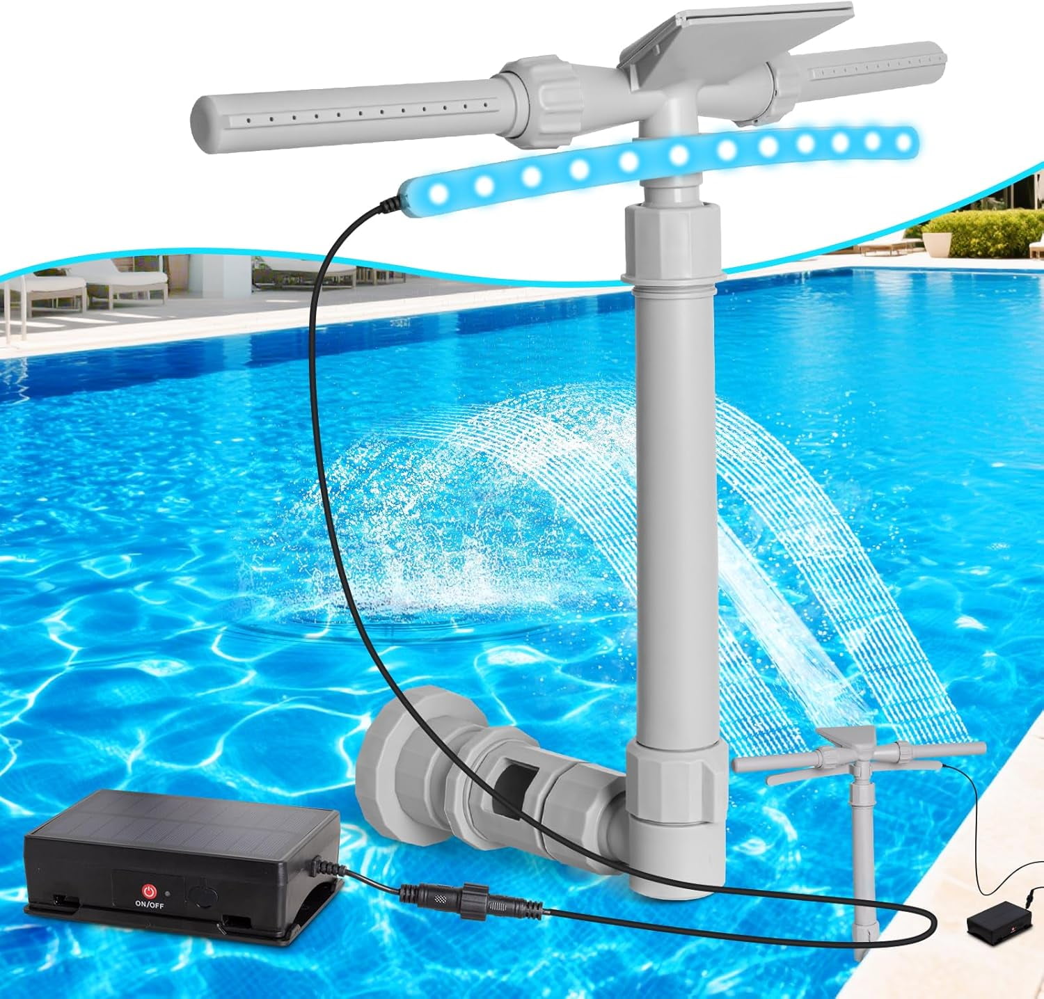 2025 New Model Pool Fountains for Above and In-ground Pools – Solar Pool Fountain with Lights ...