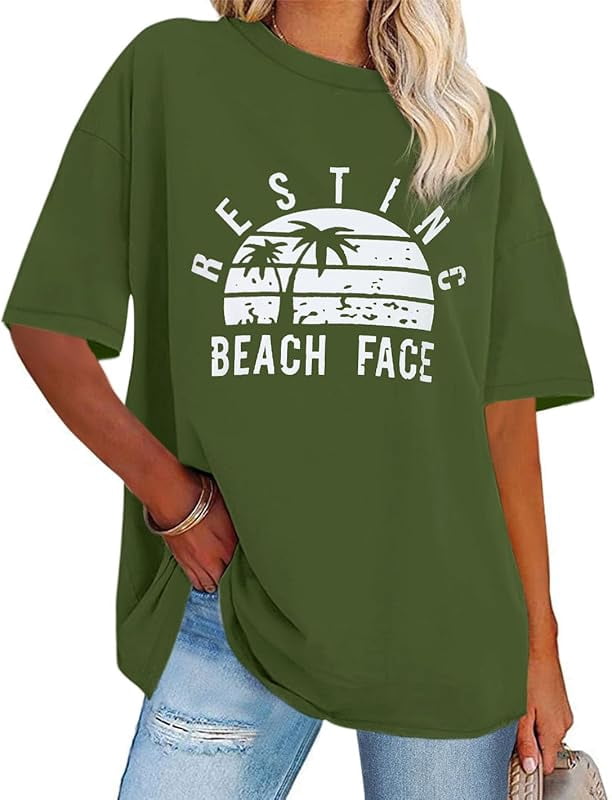 [2025 New Model]Womens Oversized Tshirt Graphic Tees Crew Neck Summer ...