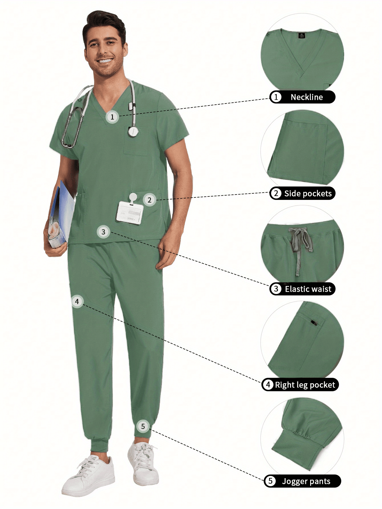 2025 New Multicolor Short Sleeve Mens Scrubs Uniforms Doctor Work ...