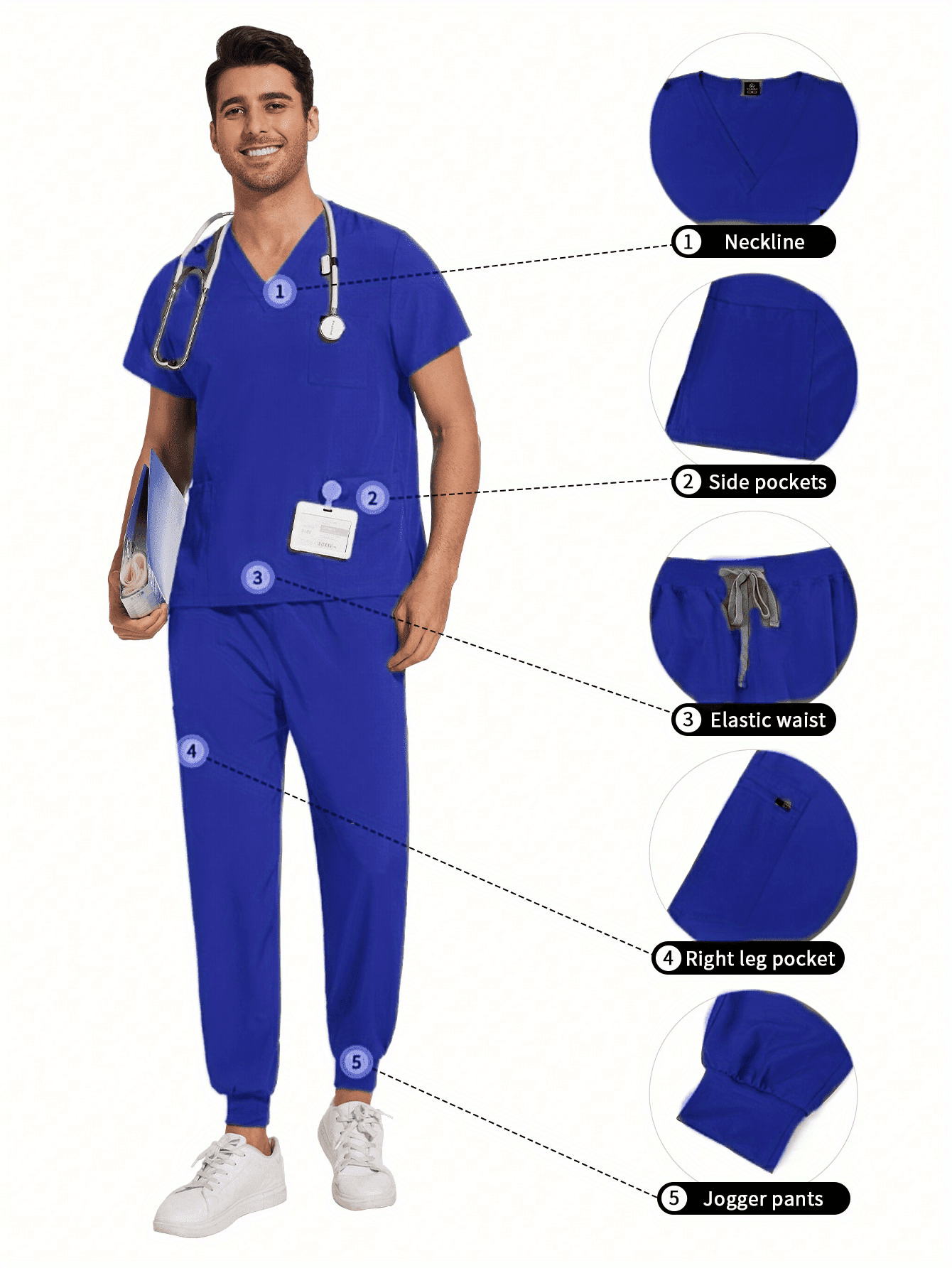 2025 New Multicolor Short Sleeve Mens Scrubs Uniforms Doctor Work ...