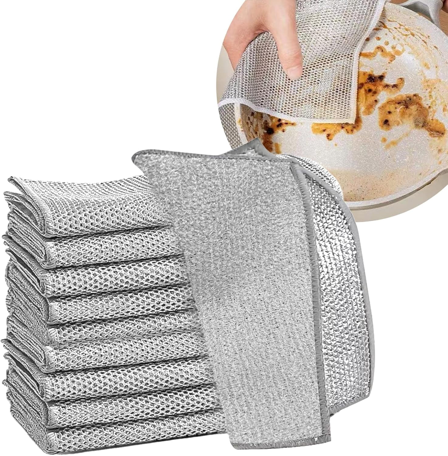 2025 New Multipurpose Non-Scratch Wire Dishcloth, 10 Pack Soft Wire ...