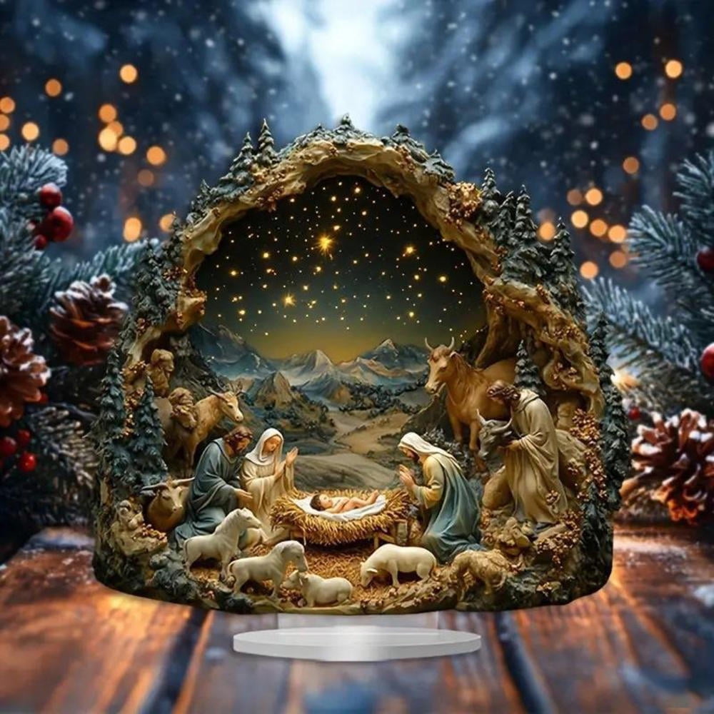2025 New Nativity Jesus Birth Scene Xmas Table Centerpiece Accessory 2D ...