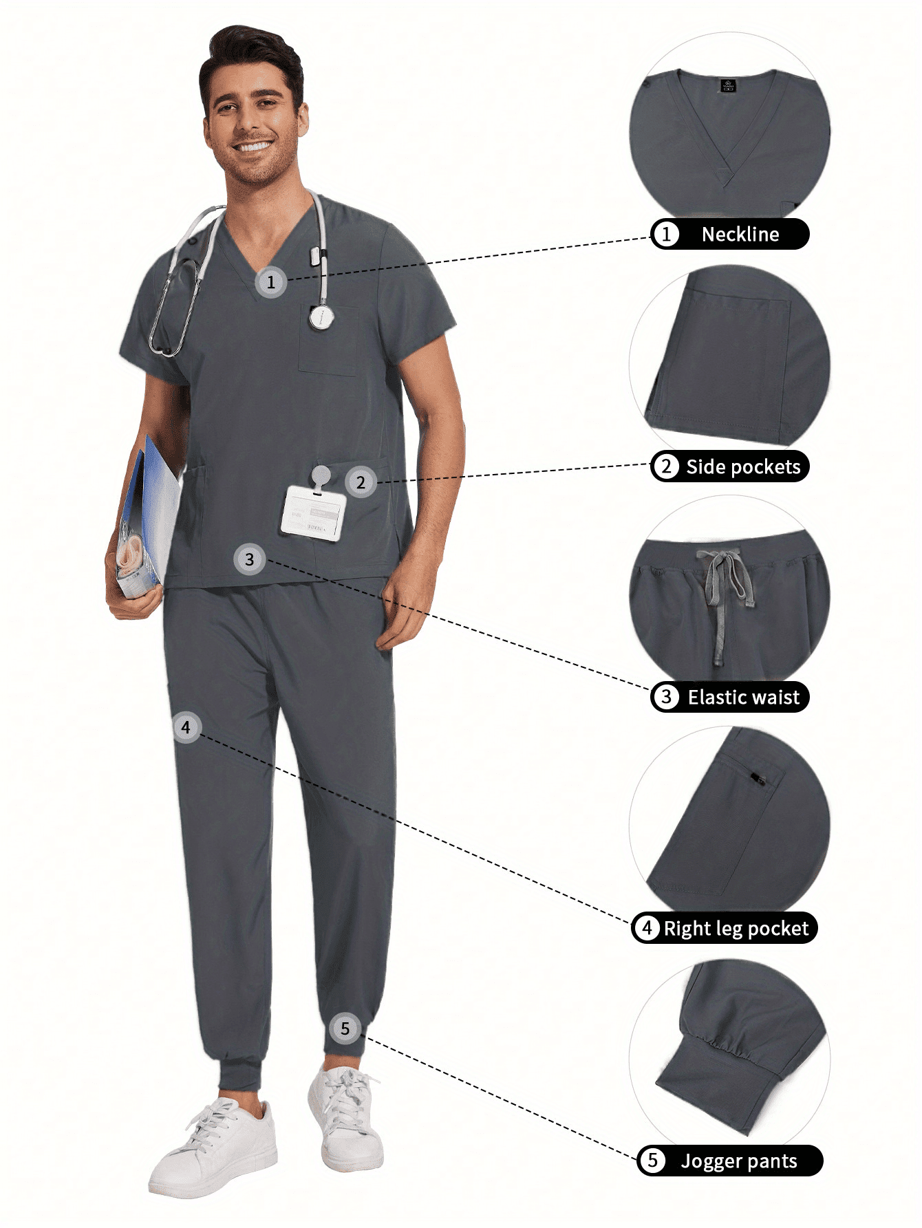 2025 New New Multicolor Short Sleeve Mens Scrubs Uniforms Doctor Work ...