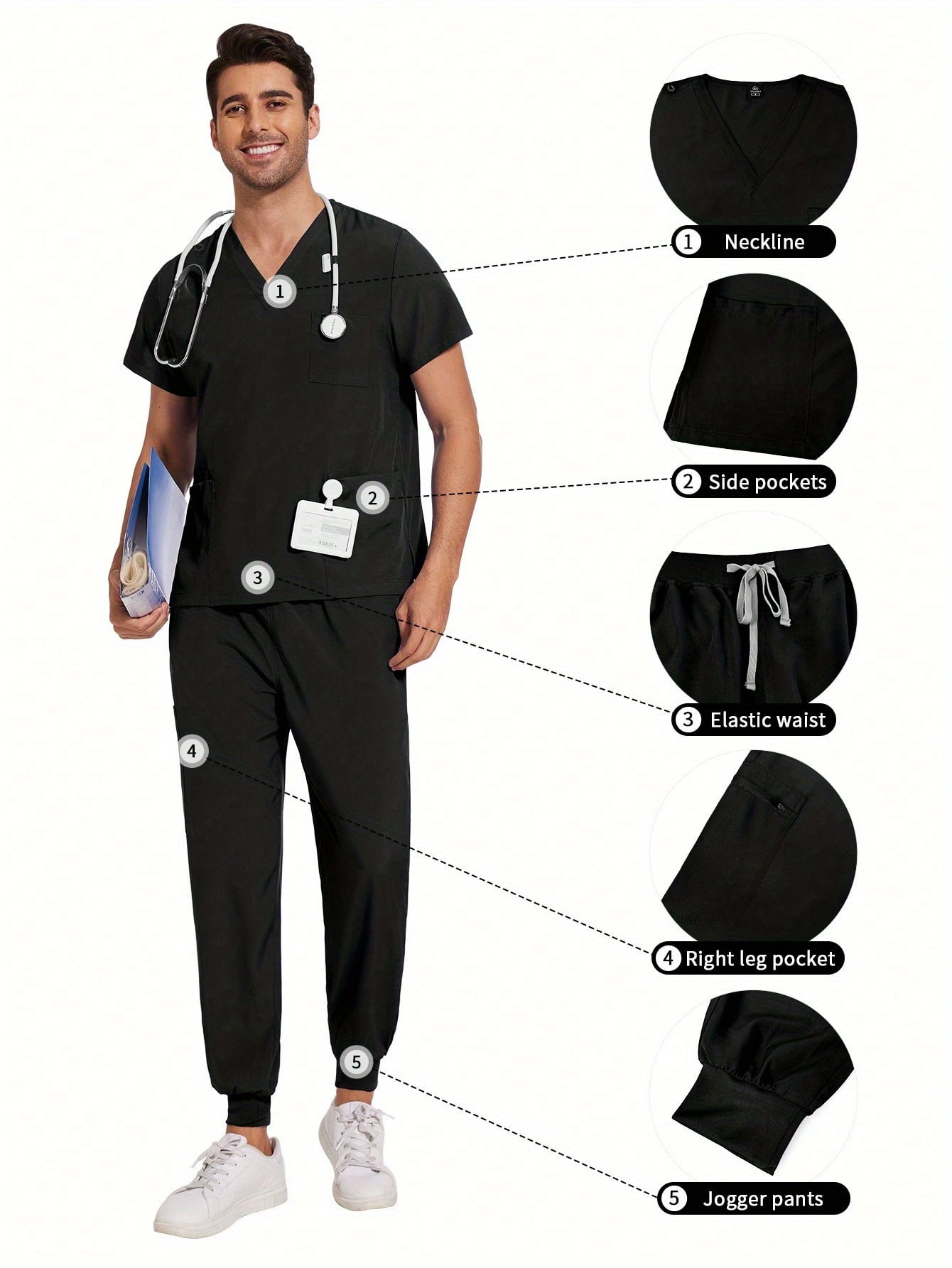 2025 New New Multicolor Short Sleeve Mens Scrubs Uniforms Doctor Work ...