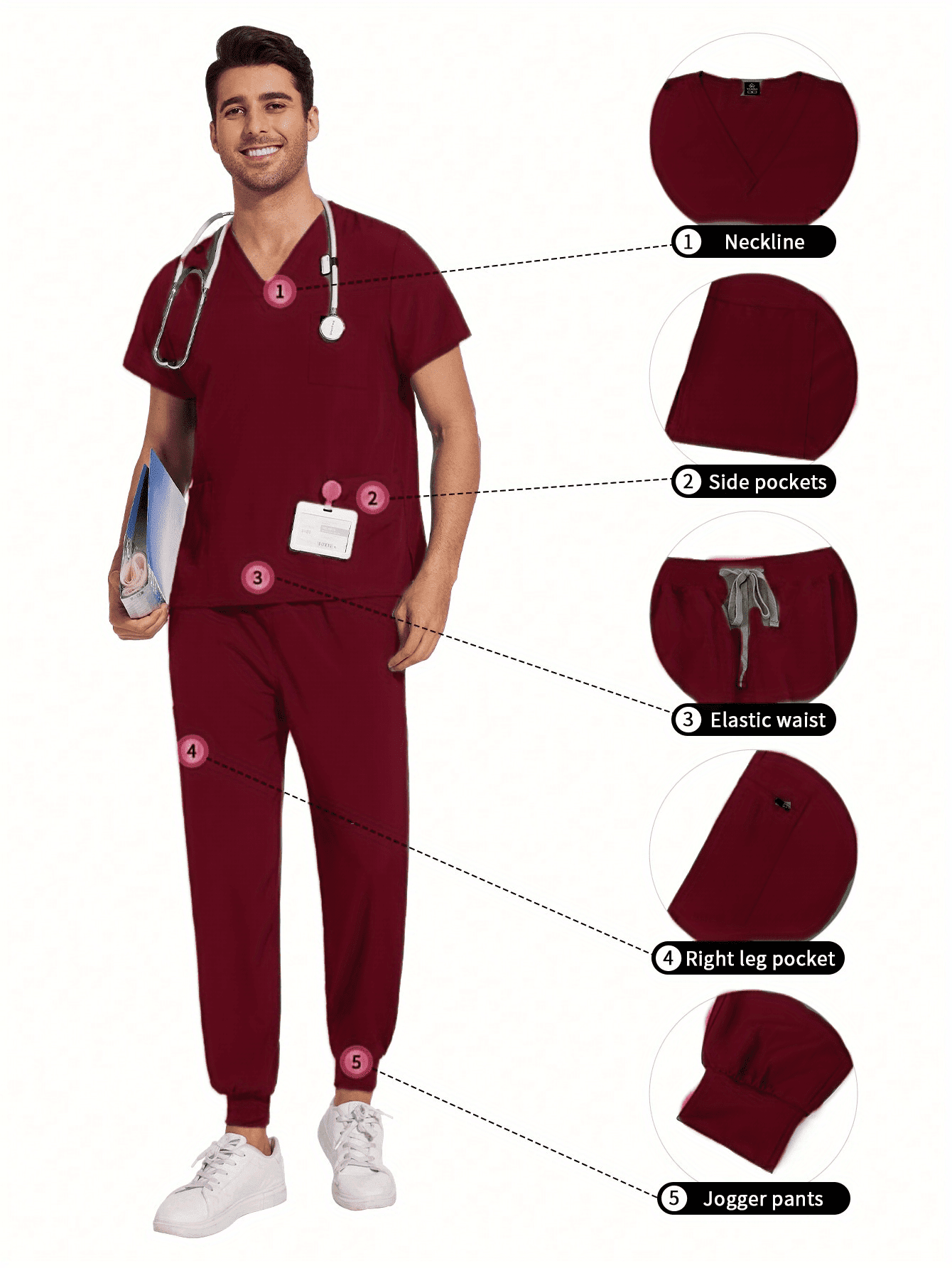 2025 New New Multicolor Short Sleeve Mens Scrubs Uniforms Doctor Work ...