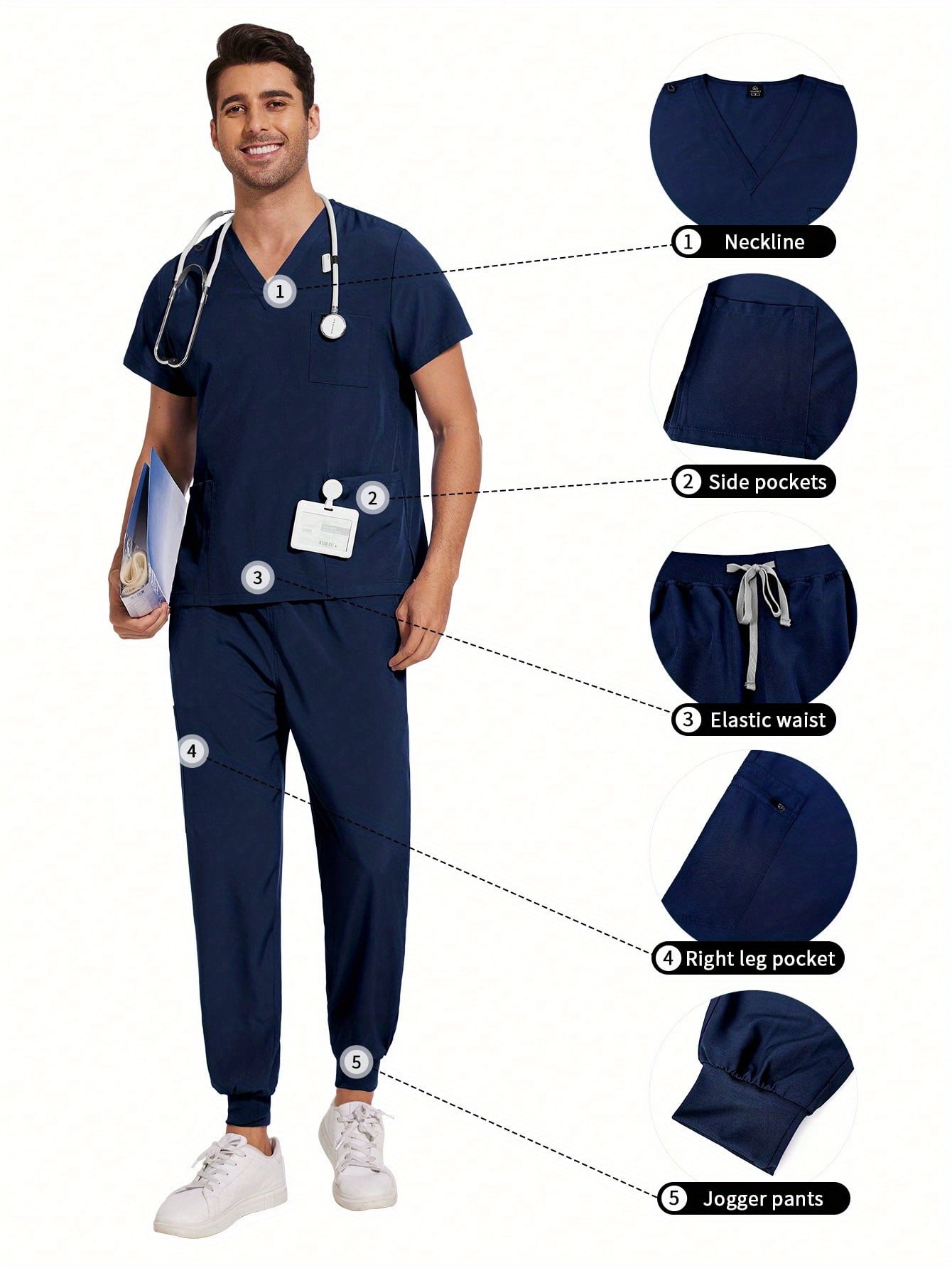 2025 New New Multicolor Short Sleeve Mens Scrubs Uniforms Doctor Work ...