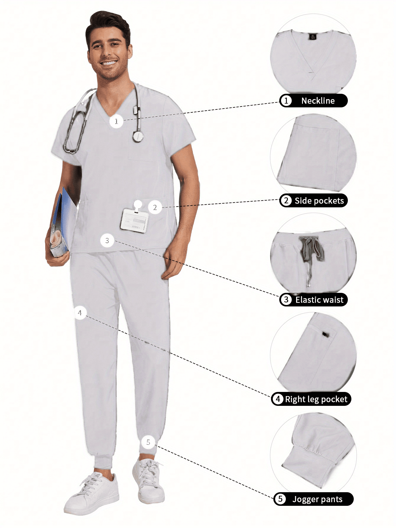 2025 New New Multicolor Short Sleeve Mens Scrubs Uniforms Doctor Work ...