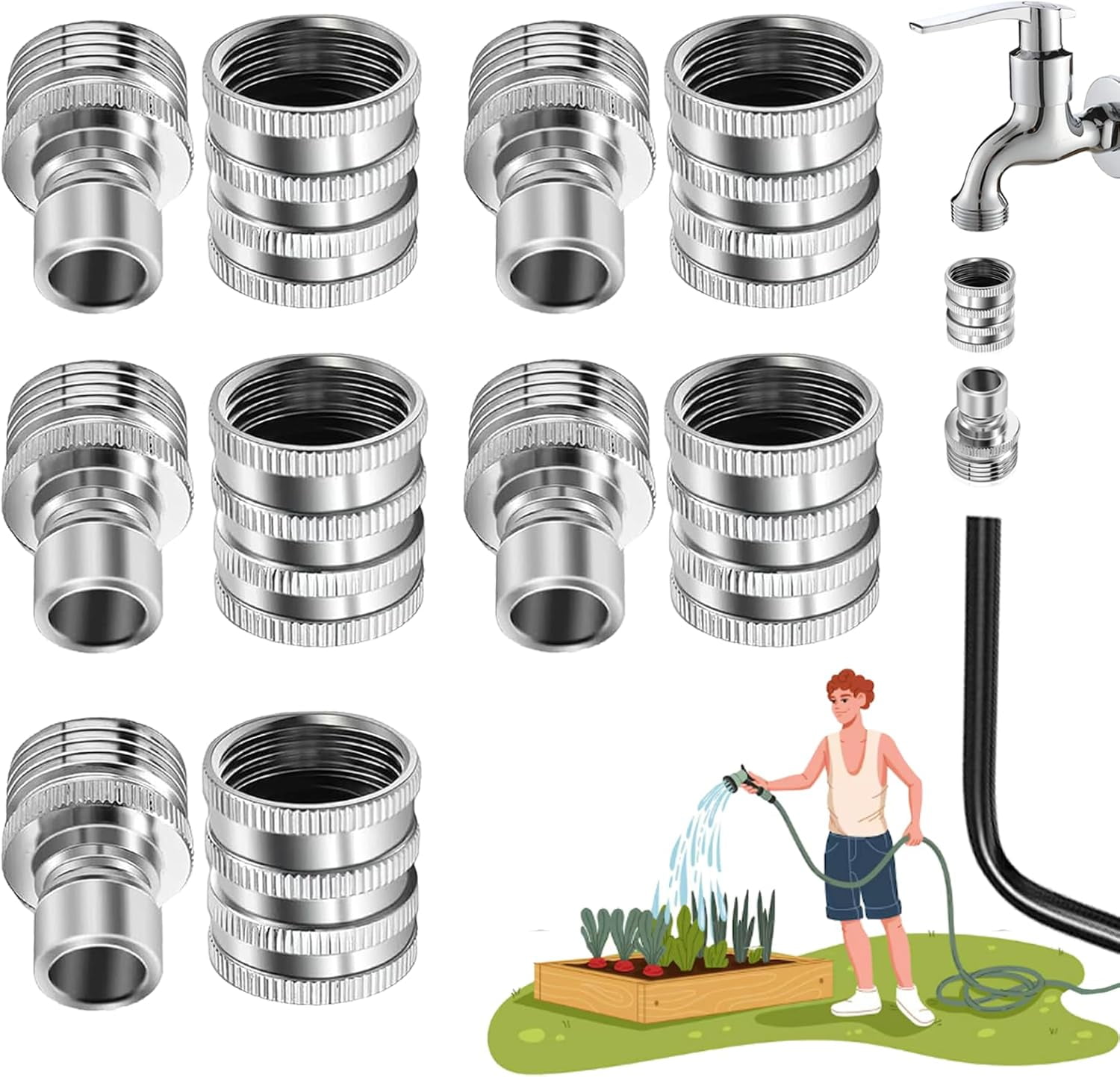 2025 New Novealcrbe Stainless Steel Garden Hose Quick Connect Fittings ...