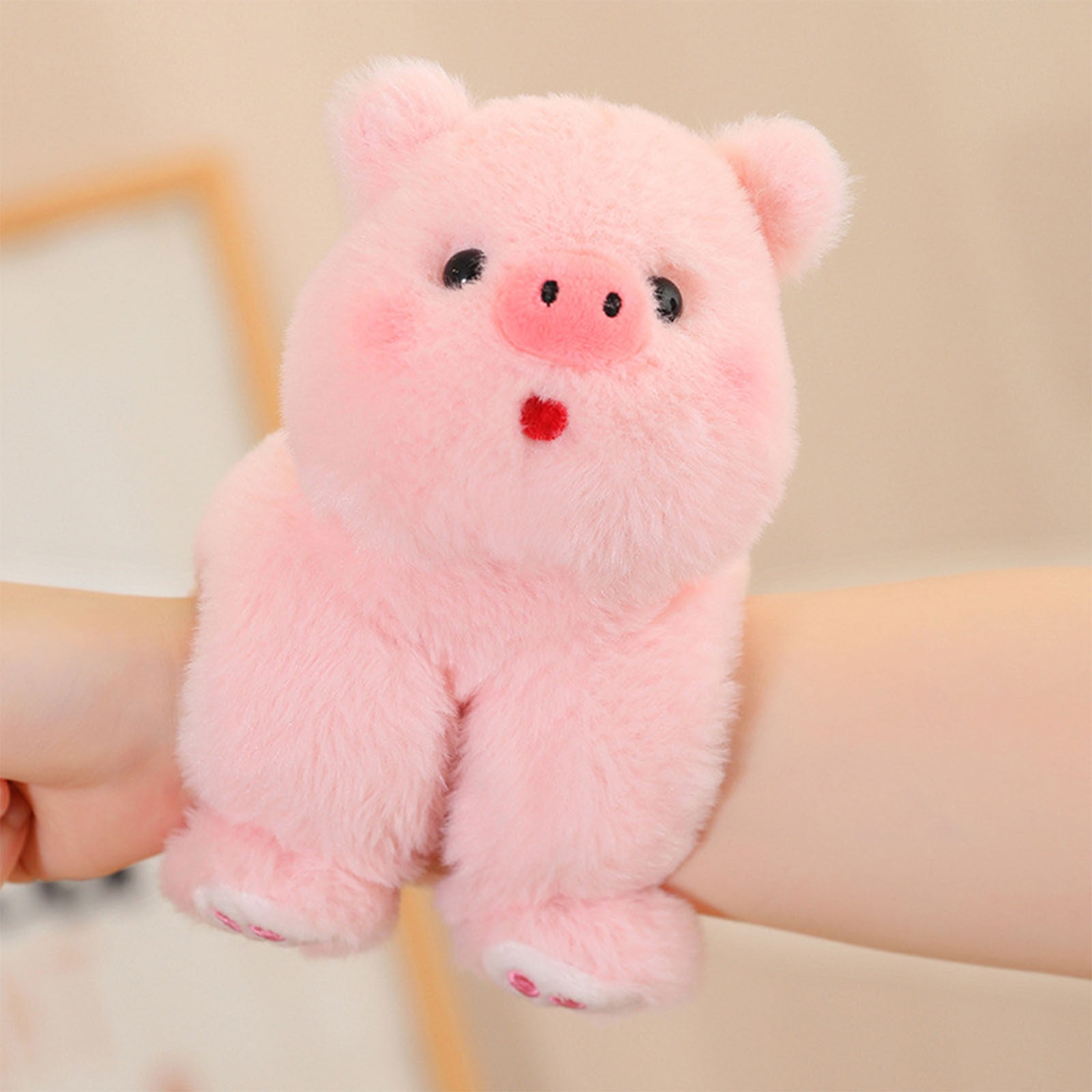2025 New! Papa Circle Plush Toy Children's Bracelet, Pink Pig Plush Toy ...
