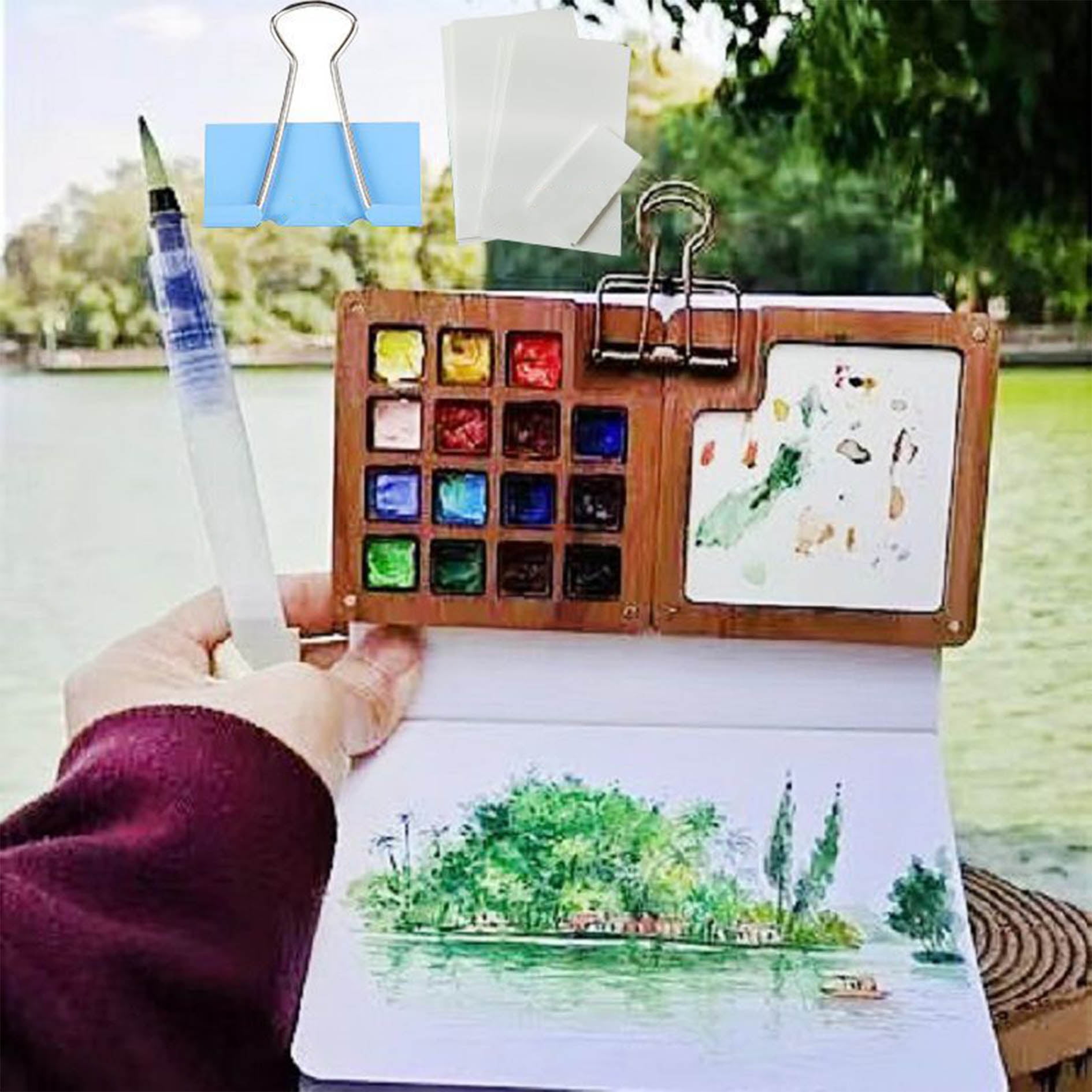 2025 New Pocket Artist Watercolor Travel Set, Mini Watercolor Travel ...