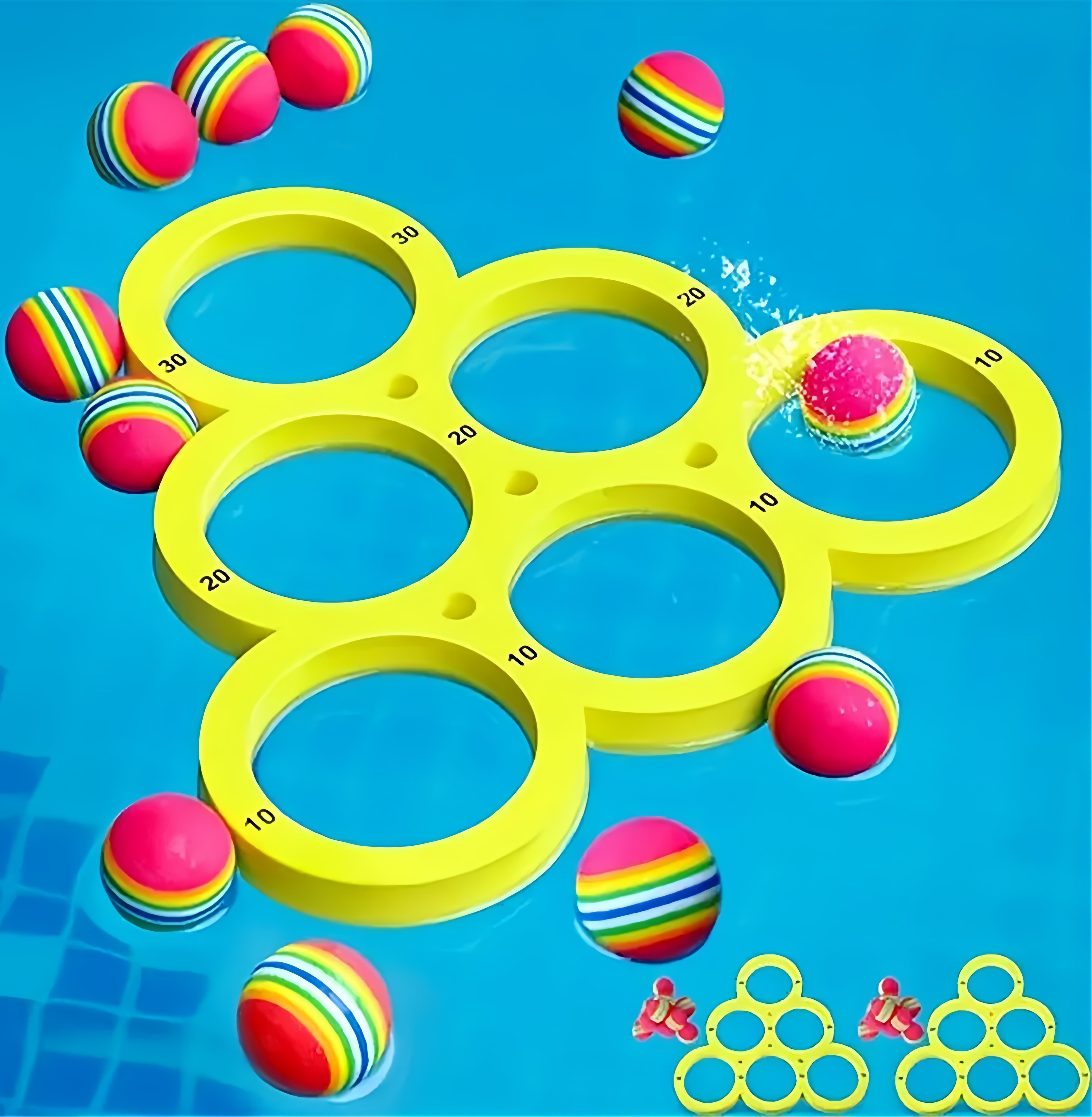 2025 New Pool Game with Score, Fun Combo Foam Pool Floats with 12 Colorful Tossing Balls, Toss ...